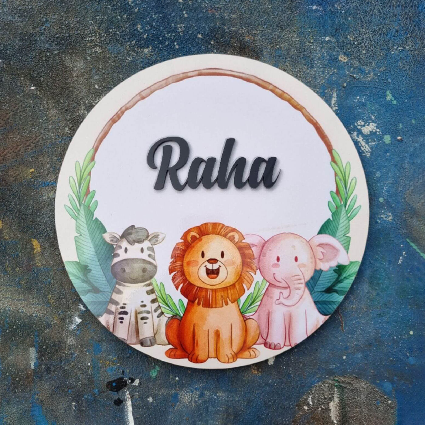 Buy Personalized Animal Printed Kid's Nameplate with 3D Letters Online ...