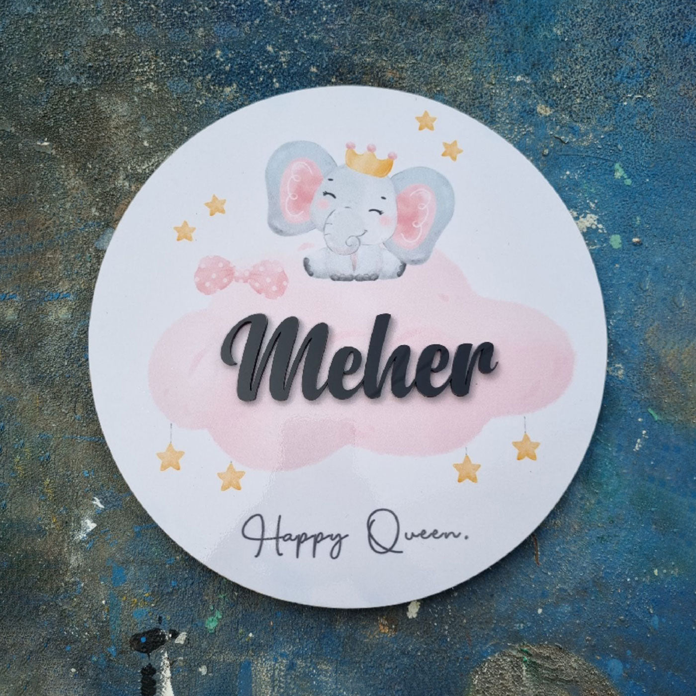 Buy Personalized Elephant Queen Printed Kid's Nameplate with 3D Letters ...