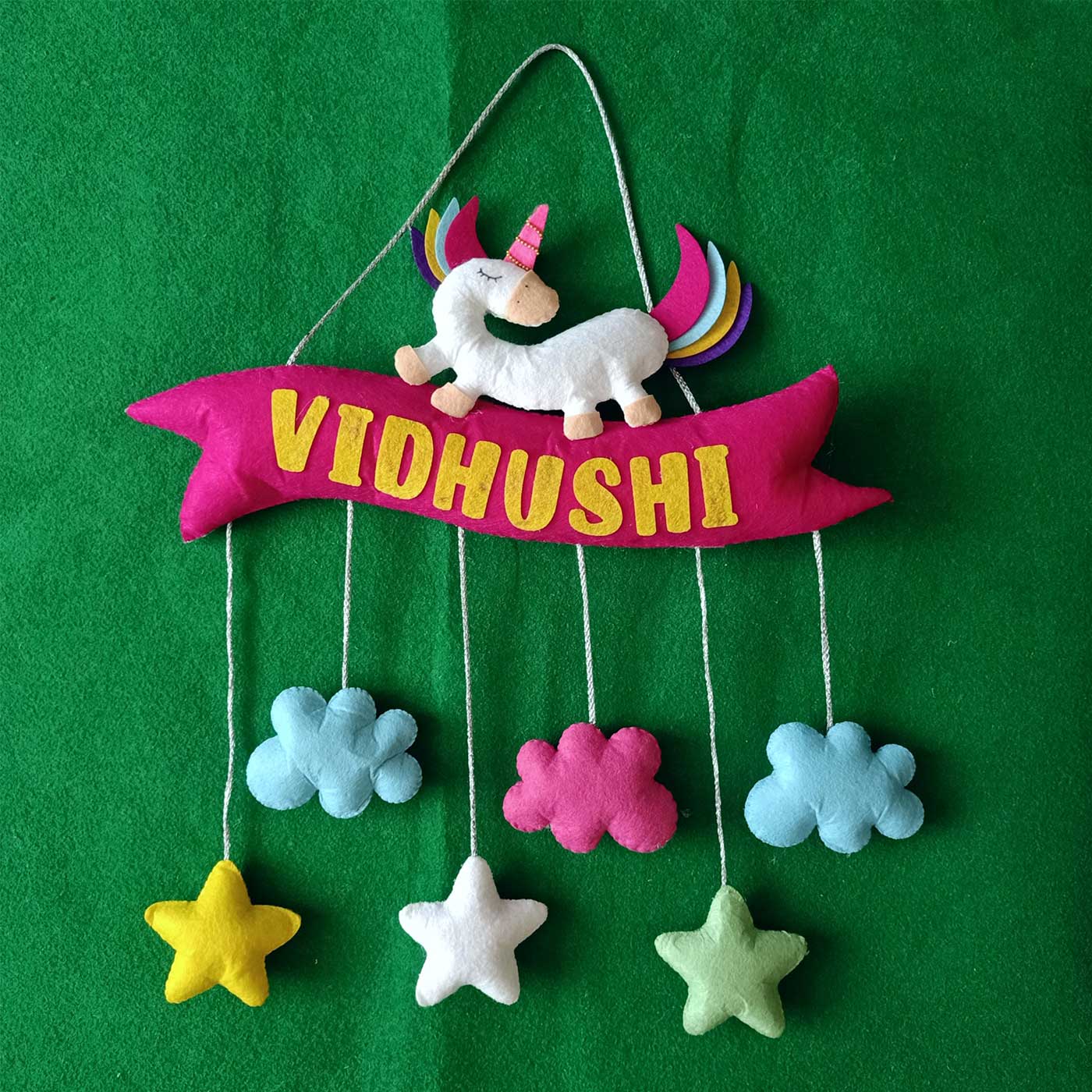 Buy Personalized Handmade Unicorn Theme Felt Kids Name Plate Online On ...