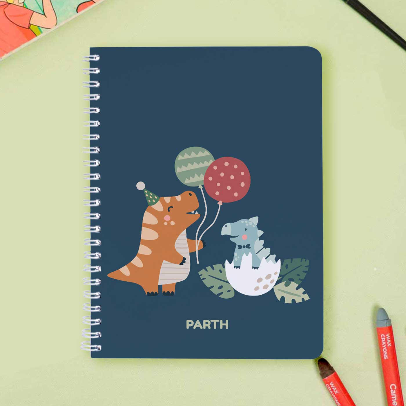 Buy Personalized Dino Party Theme Spiral Bound Notebook | 60 Pages ...