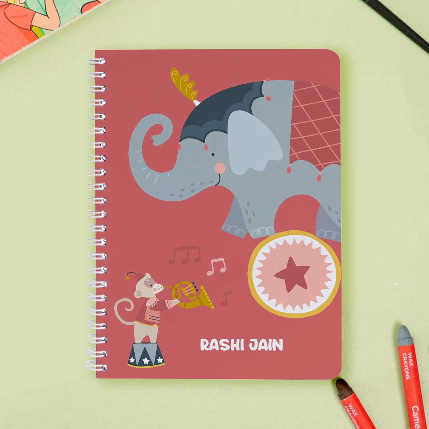Buy Personalized Animal Circus Theme Spiral Bound Notebook | 60 Pages ...