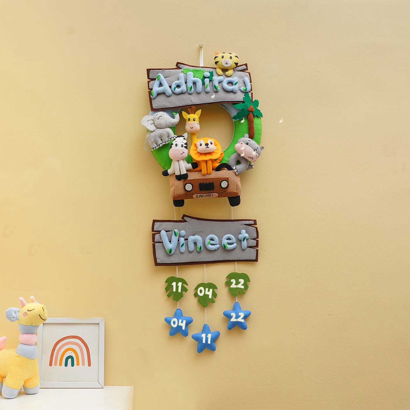 Buy Personalized Jungle Safari Themed Round Felt Kid's Nameplate For ...