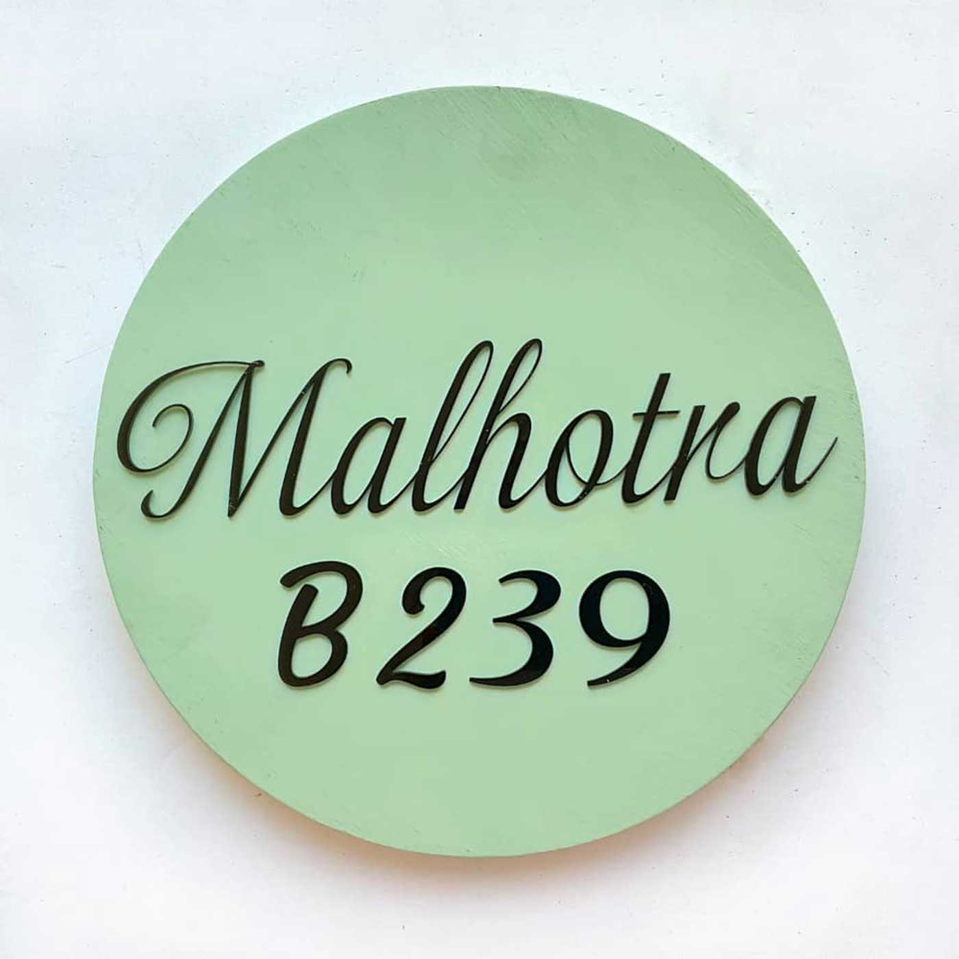 Buy Personalized Minimal Sage Green MDF Wood Name Plate Online On Zwende