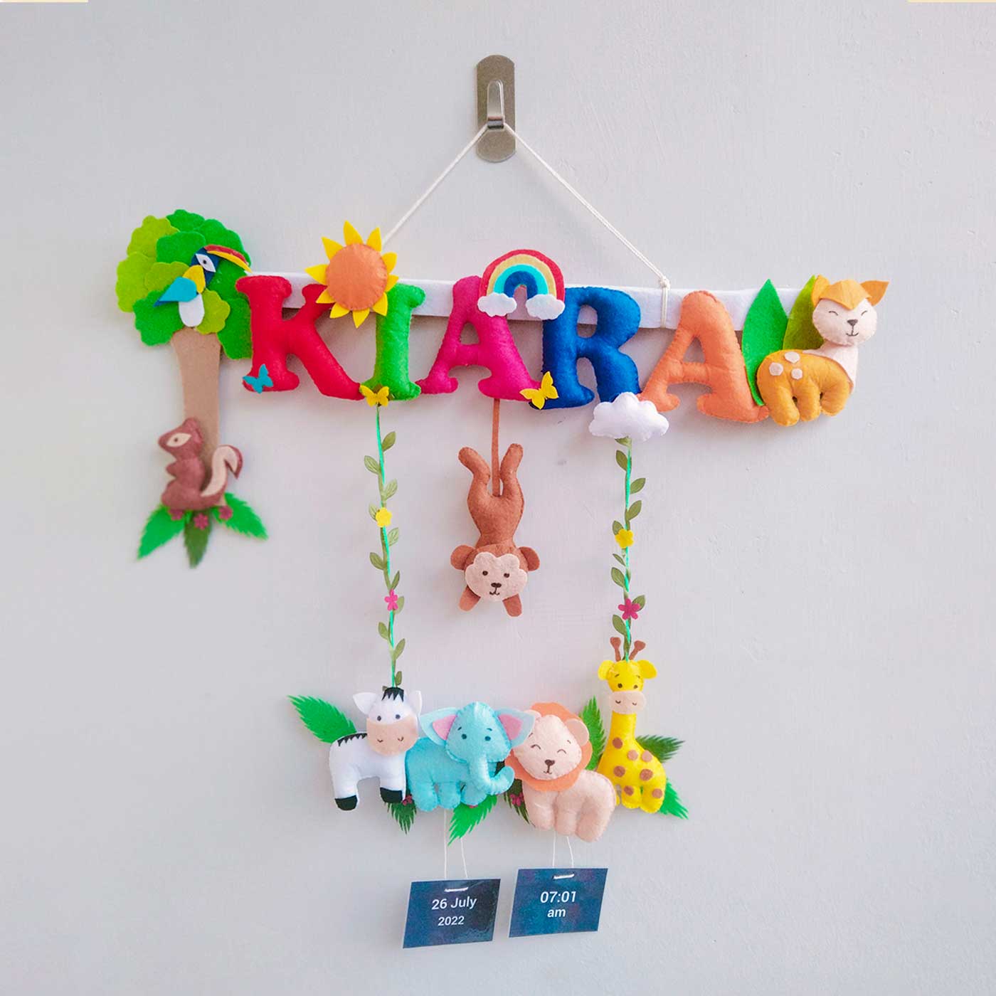 Buy Personalized Jungle Theme Felt Kids Name Plate Online On Zwende