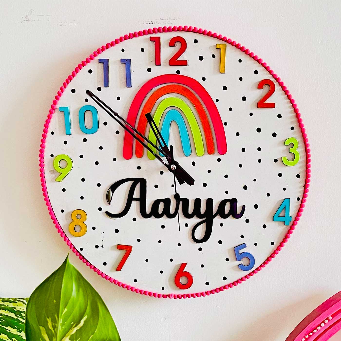 Buy Personalized Handmade Rainbow Themed Kids Wall Clock Online On Zwende