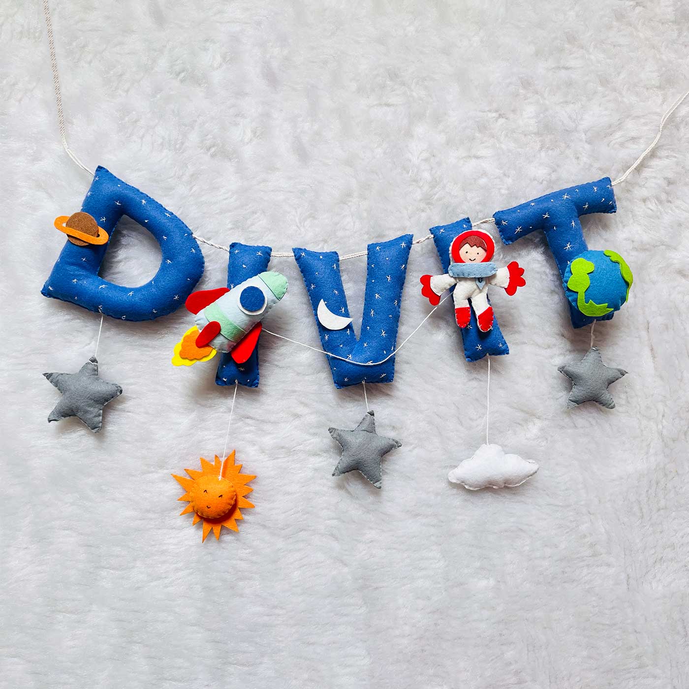 Buy Handcrafted Personalized Space Themed Bunting For Kids Online On Zwende