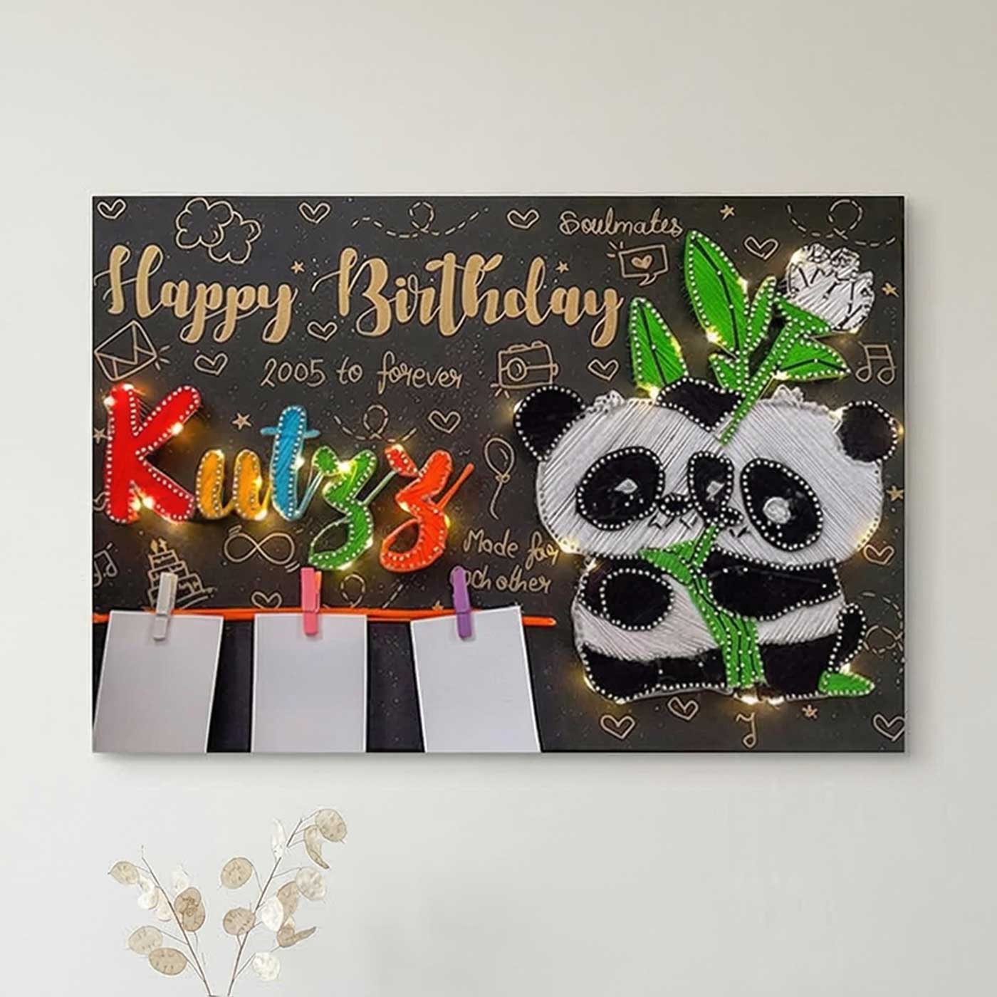 Buy Photo Personalized String Art Cute Panda Theme Wooden Name Plate ...