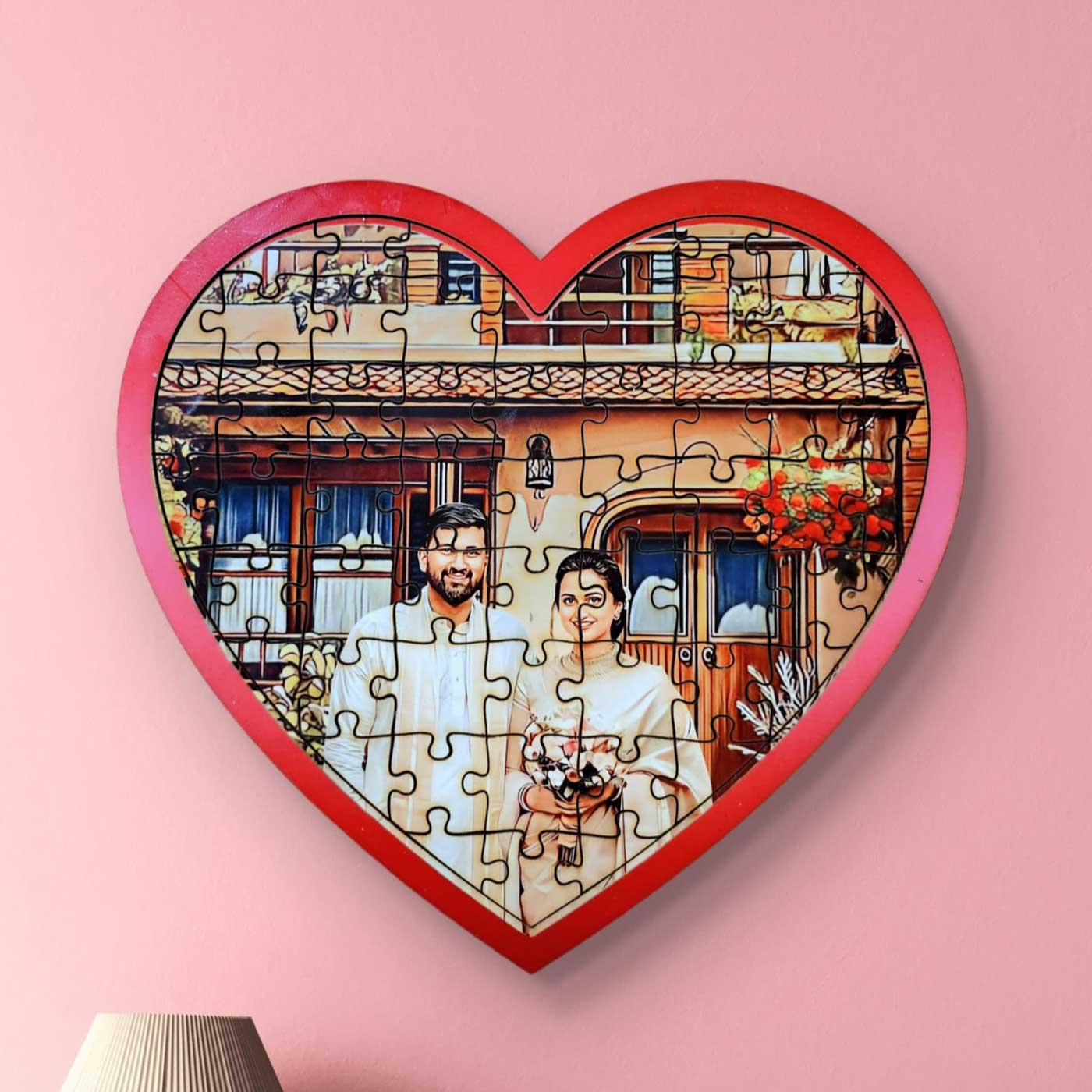 Buy Photo Personalized Modern Pink Heart Shaped MDF Wood Puzzle Online ...
