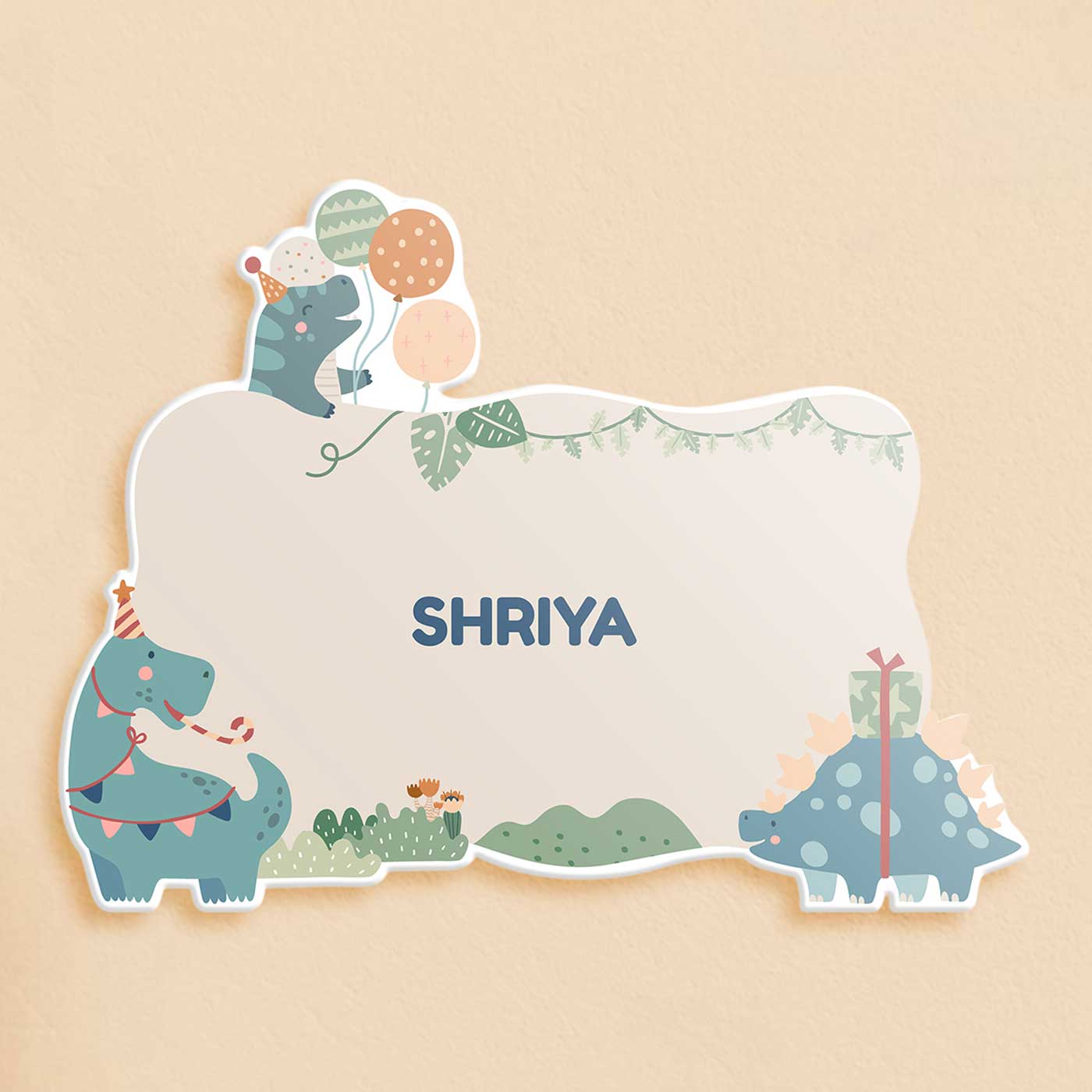 Buy Personalized Dino Party Theme Acrylic Kids Name Plate Online On Zwende