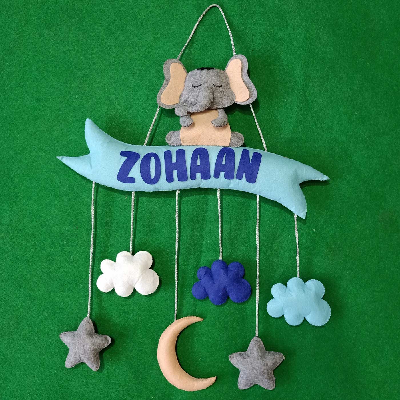 Buy Personalized Handmade Sitting Elephant Theme Felt Kids Name Plate ...