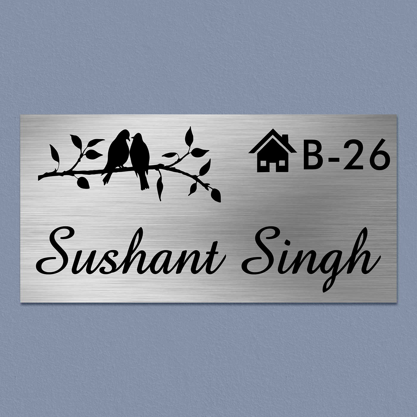 Buy Personalized Birds Theme Stainless Steel Name Plate Online On Zwende