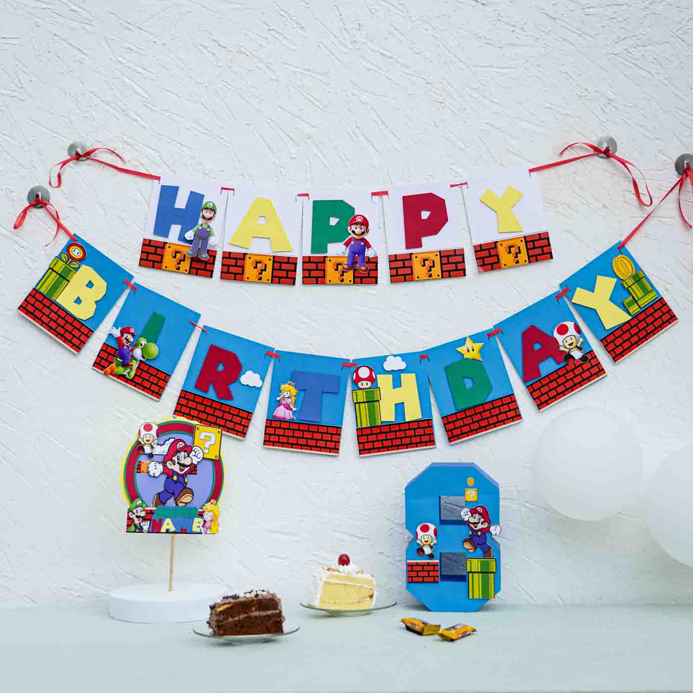 Buy Mario Themed Kids Birthday Party Decor - Set of 3 Online On Zwende