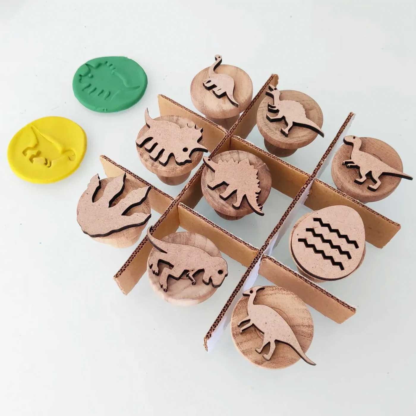 Buy Handmade Dino Wooden Play Dough Stamp | Set Of 9 Online On Zwende