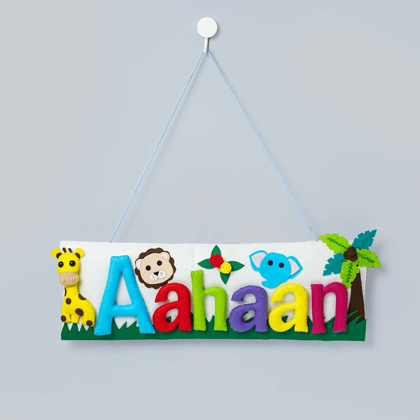 Buy Handcrafted Animal Safari Themed Rectangle Felt Name Plate for Kids ...