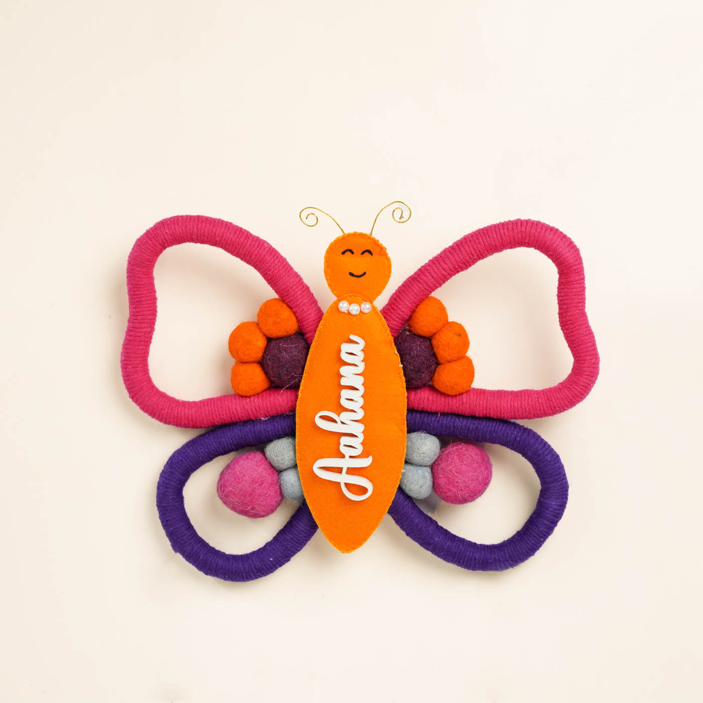 Buy Personalized Handmade Macrame Butterfly Kids Name Plate With 3D ...
