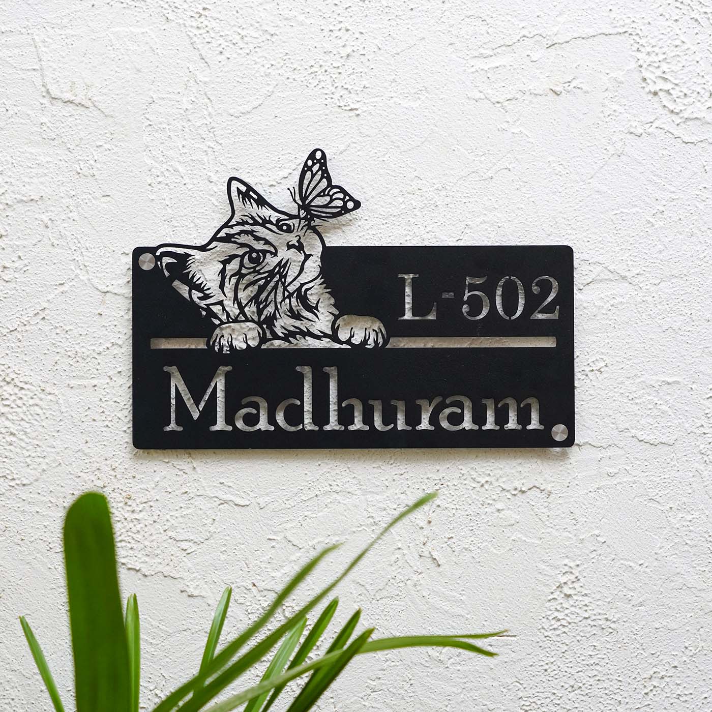 Buy Personalized Weatherproof Artistic Cat Theme Metal Name Plate ...