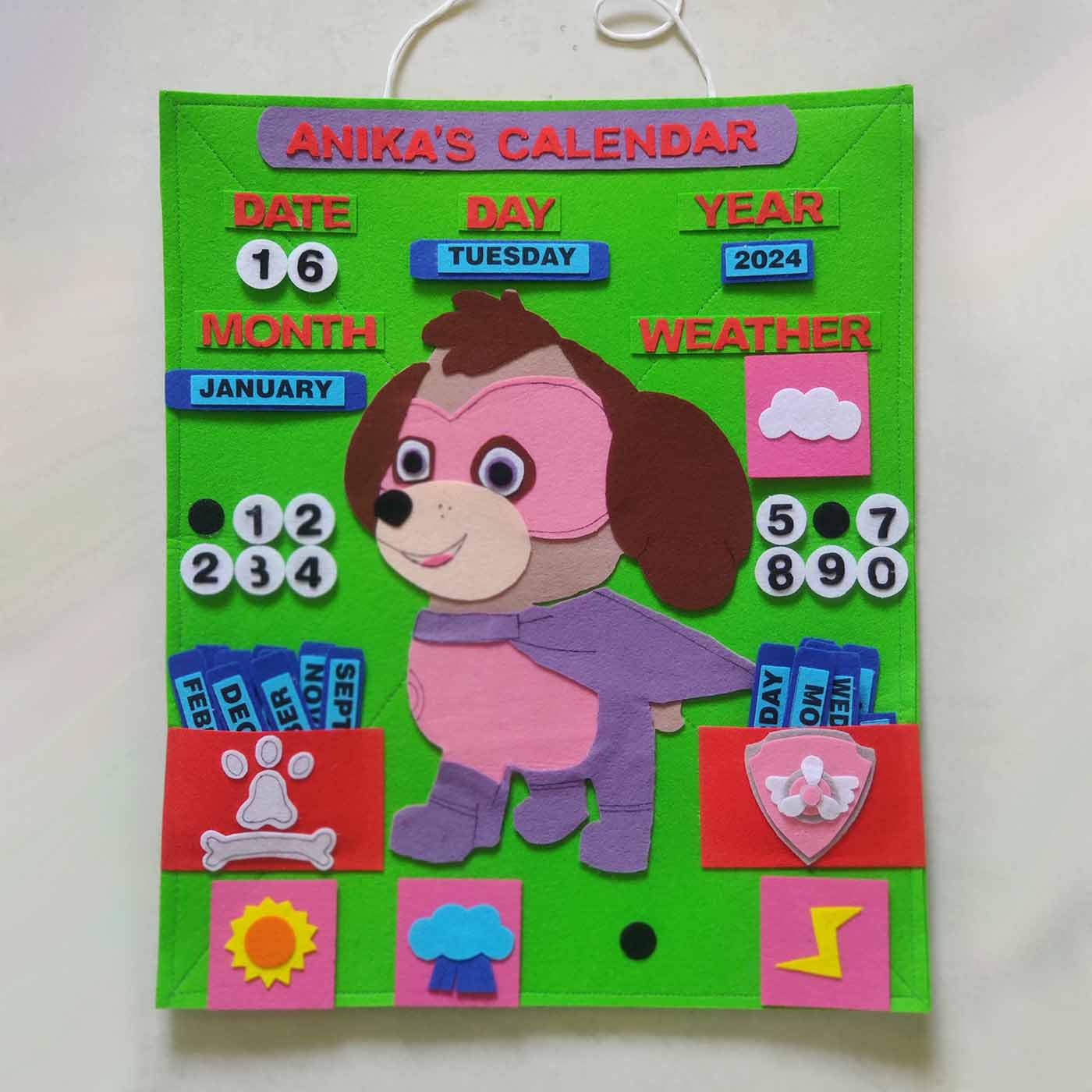 Buy Personalized Handmade Paw Patrol Theme Felt Table Calender Online ...
