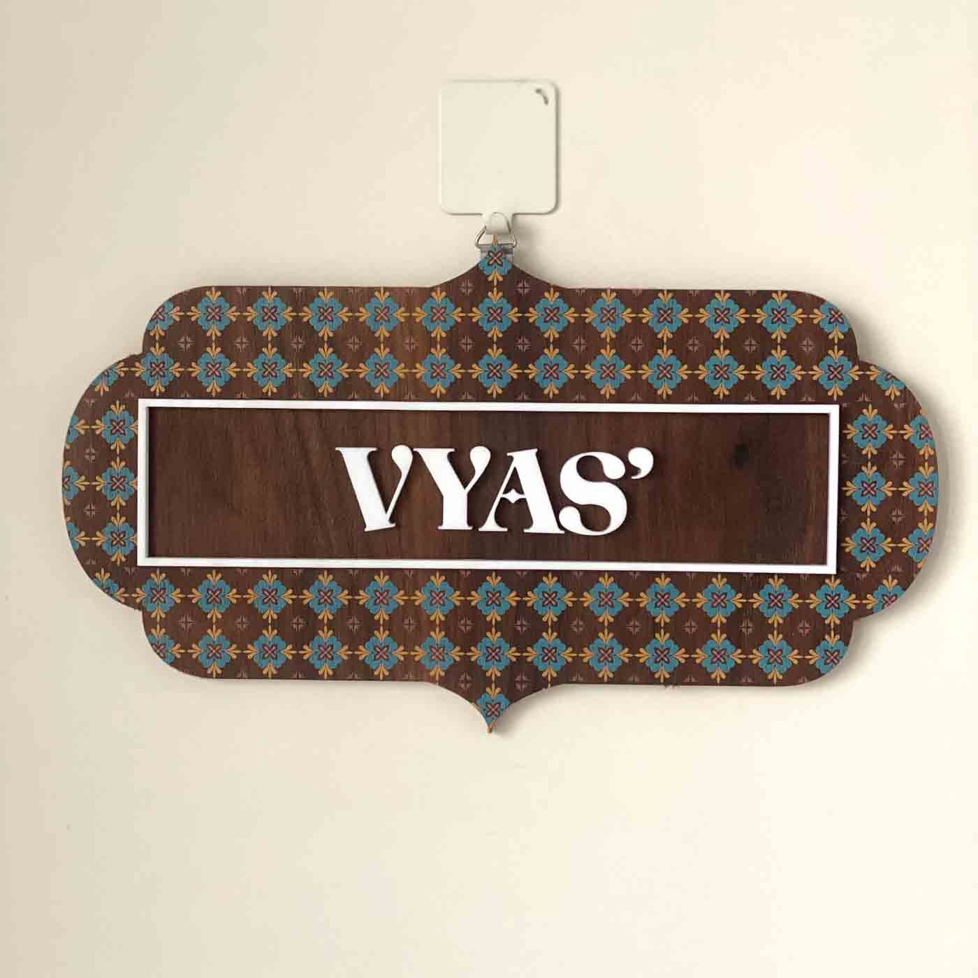 Buy Vintage Wooden Name Plate with 3D Acrylic Letters Online On Zwende