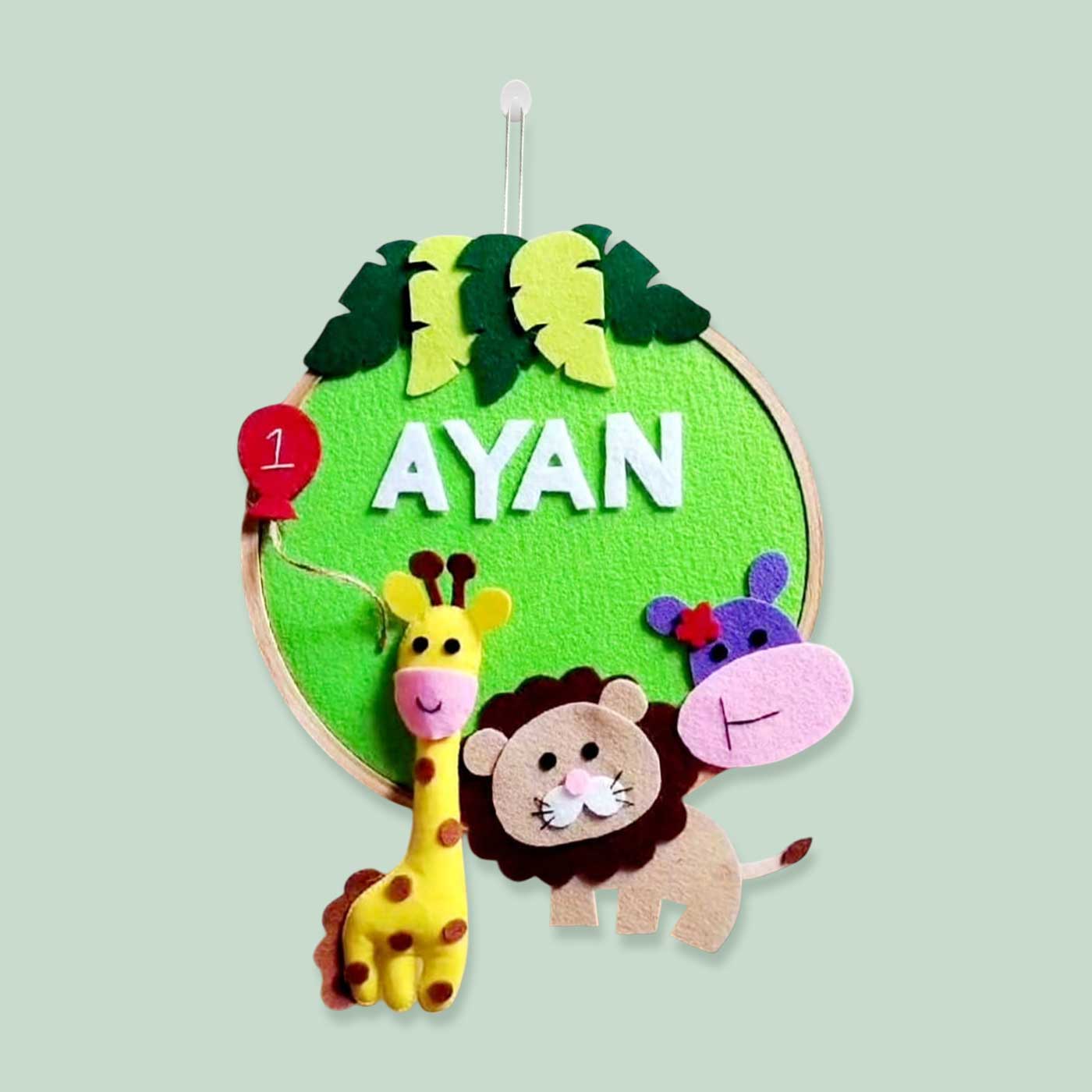 Buy Personalized Jungle Theme Felt Hoop Name Plate Online On Zwende