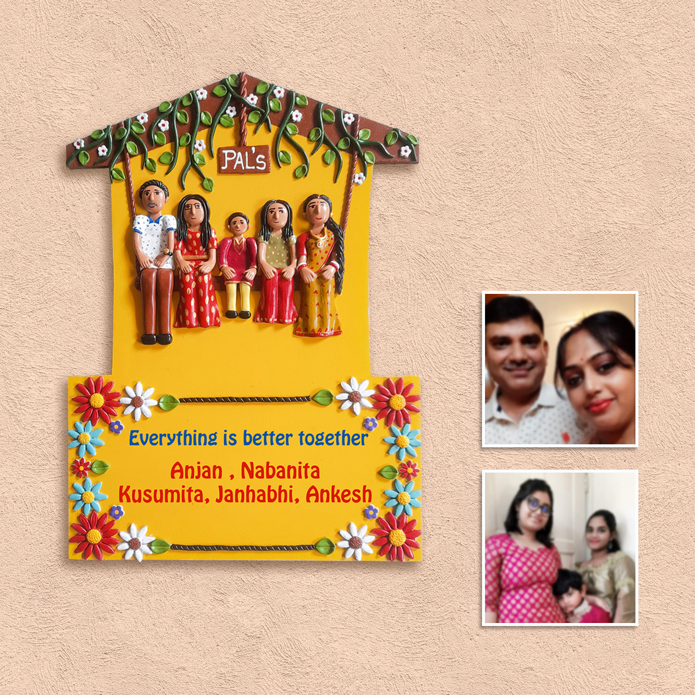Buy Handmade Family Nameplate With Personalised Clay Figures Online On buy-handmade-family-nameplate-with-personalised-clay-figures-online-on