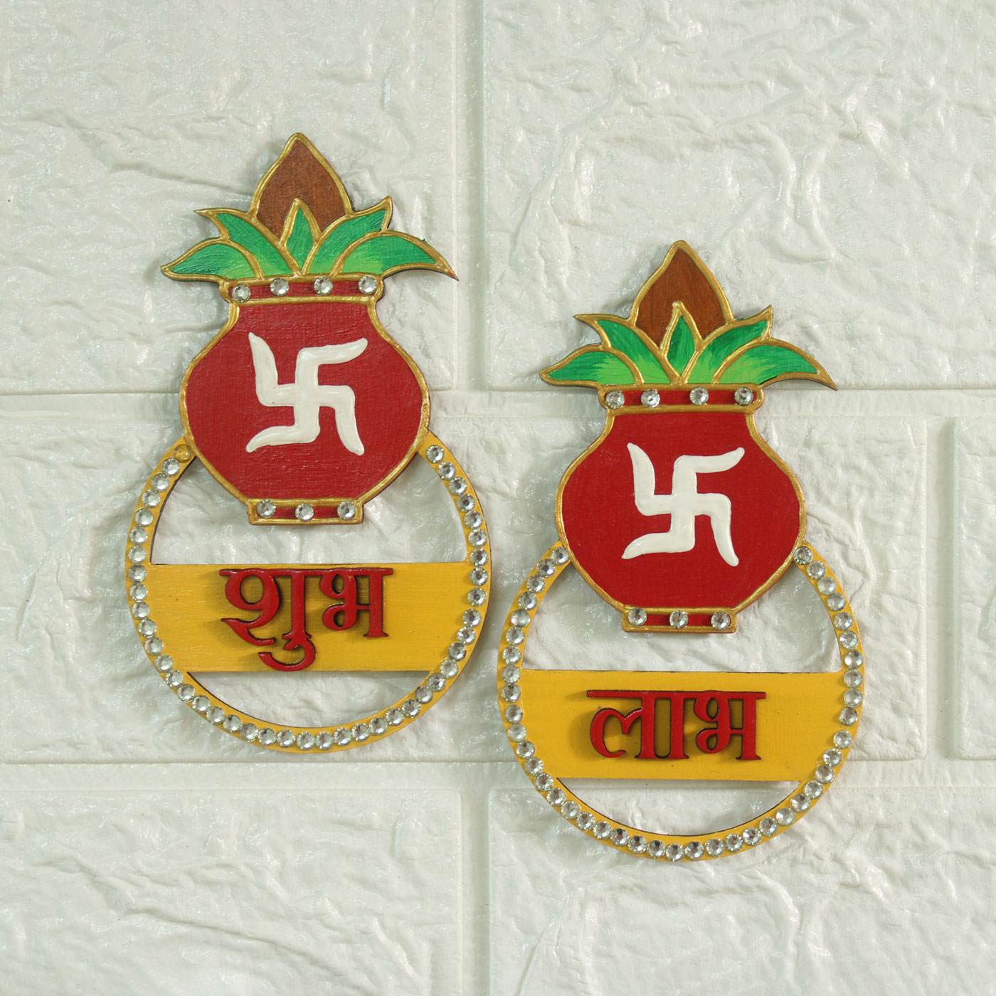 Buy Shubh Labh & Kalash MDF Wall Decor | Set of 2 Online On Zwende