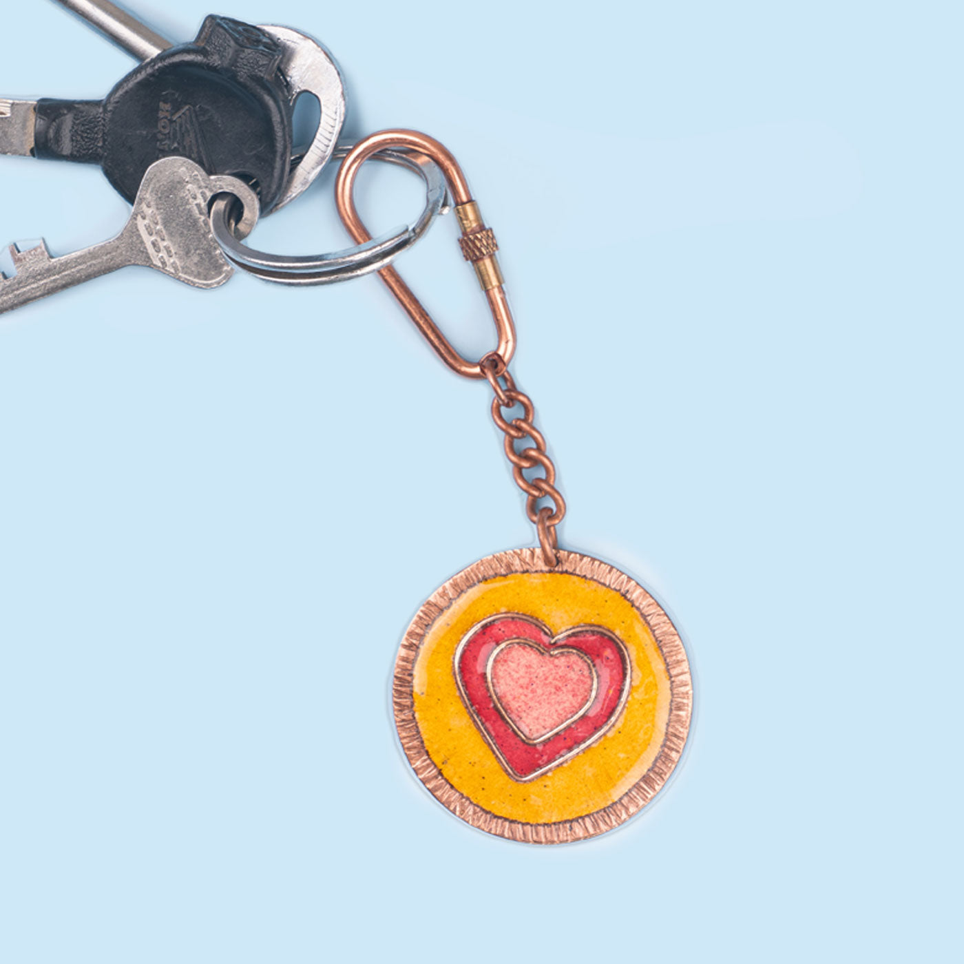 Buy Handmade Copper Enamelled Dil Keychain Online On Zwende
