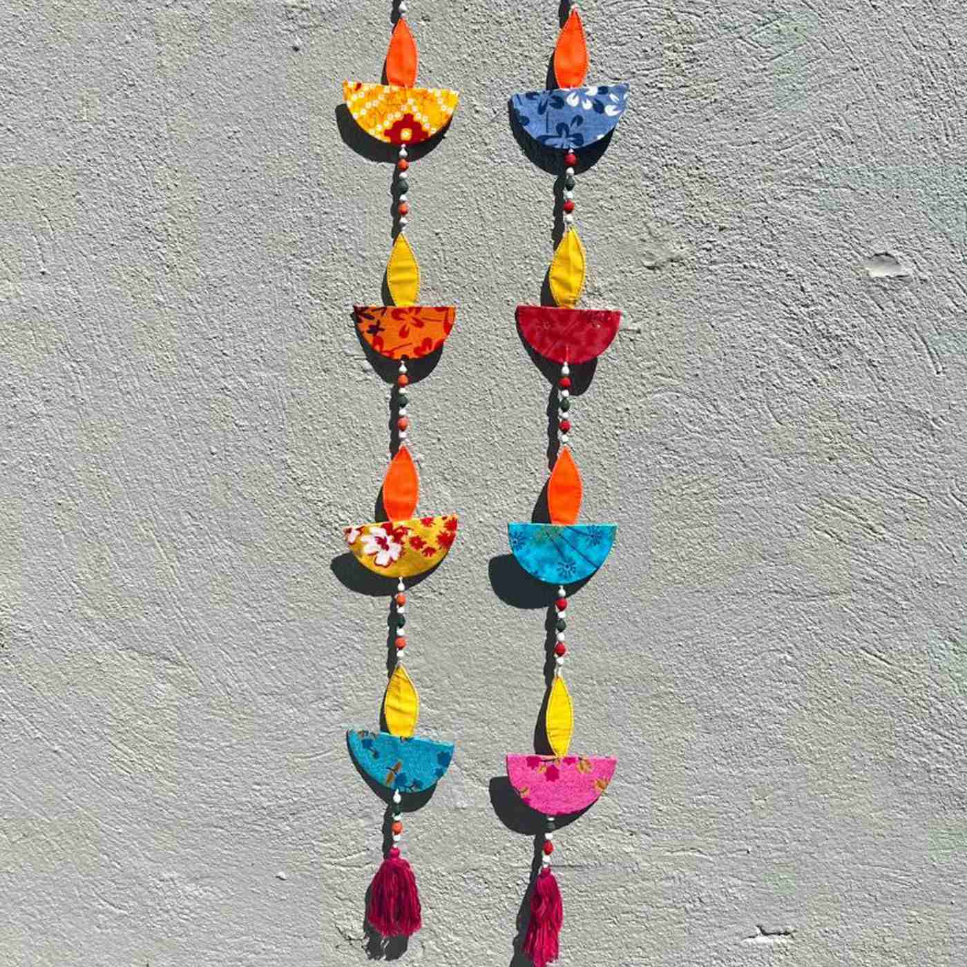 Buy Upcycled Fabric Diya Design Festive Hangings I Set of 2 Online On ...