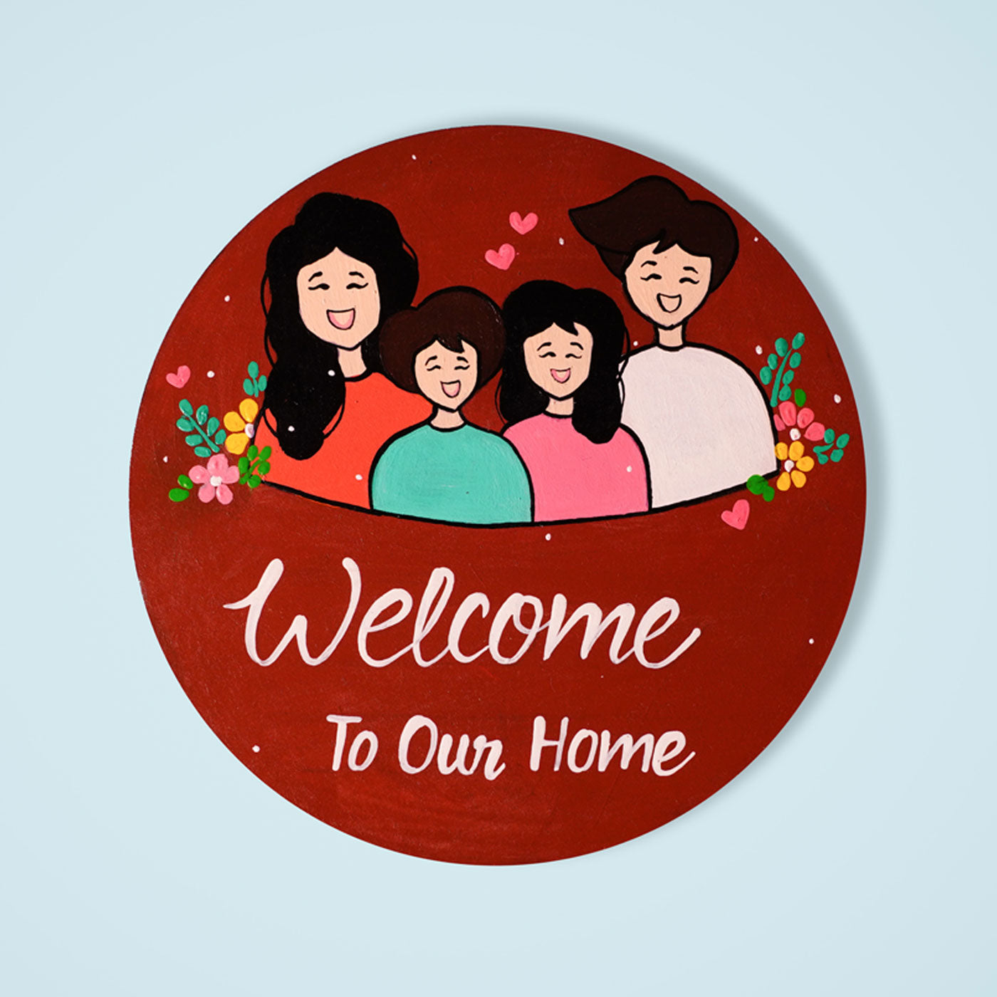 Buy Handcrafted MDF Personalized Nameplate for a Family of Four Online ...