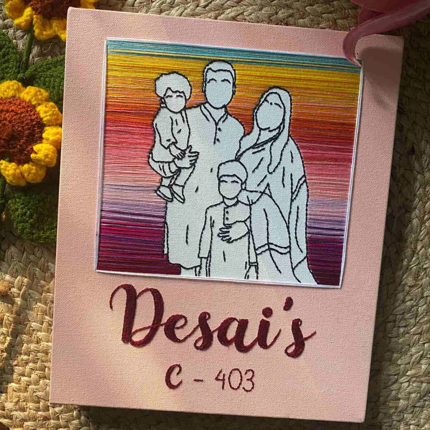 Buy Photo Customized Hand Embroidered Canvas Sunset Hues Portrait Name ...