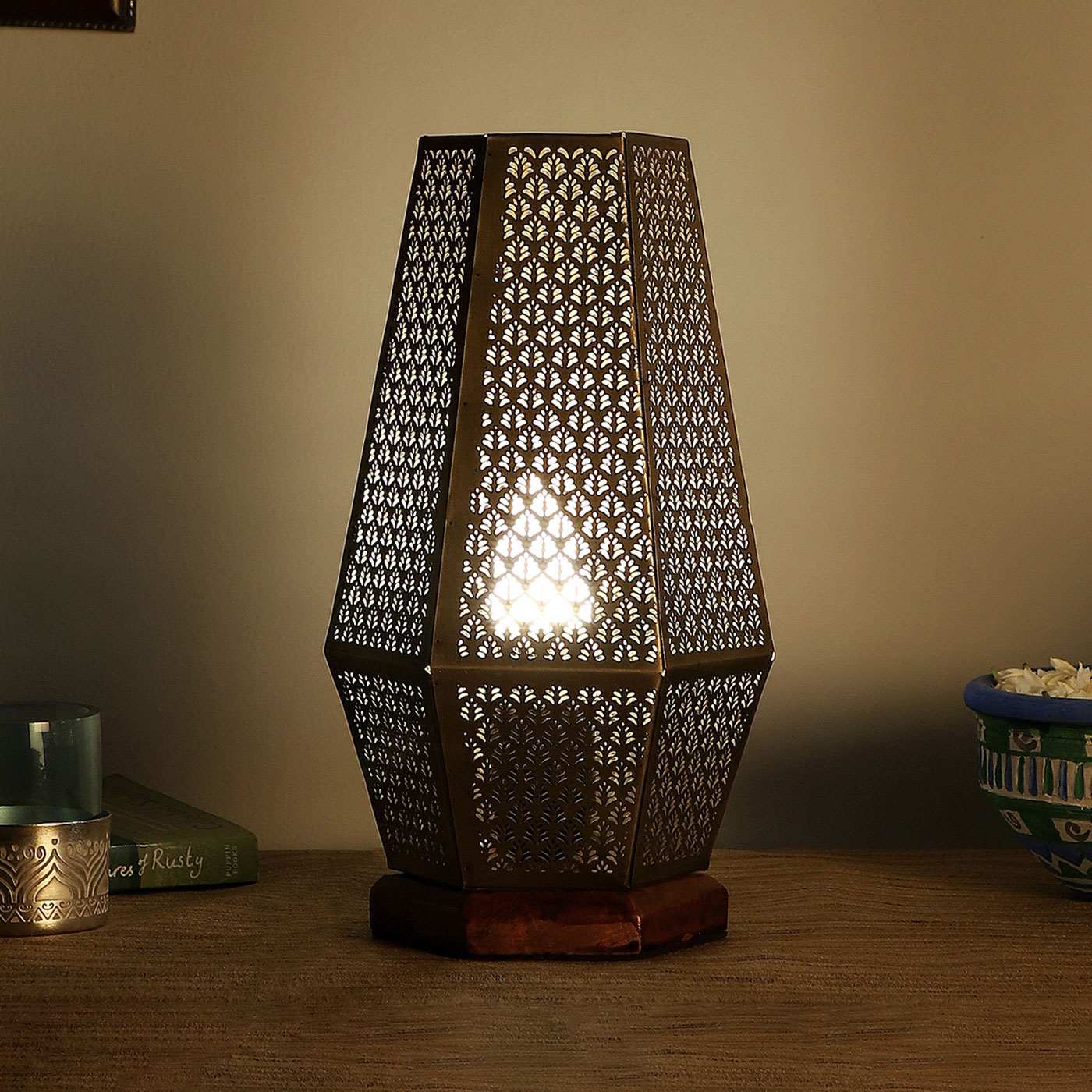 Buy Niharika Ambient Table Lamp with Wooden Base Online On Zwende