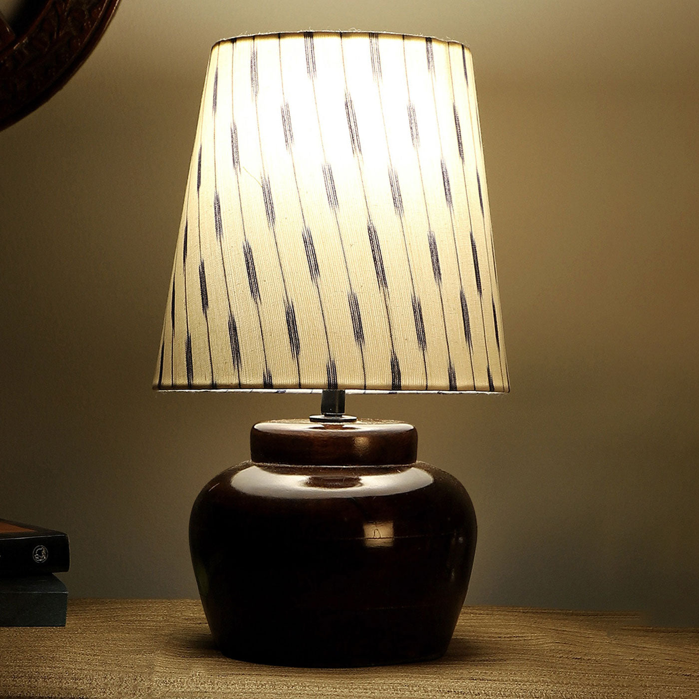 Buy Khadi Cotton & Mango Wood Table Lamp Online On Zwende