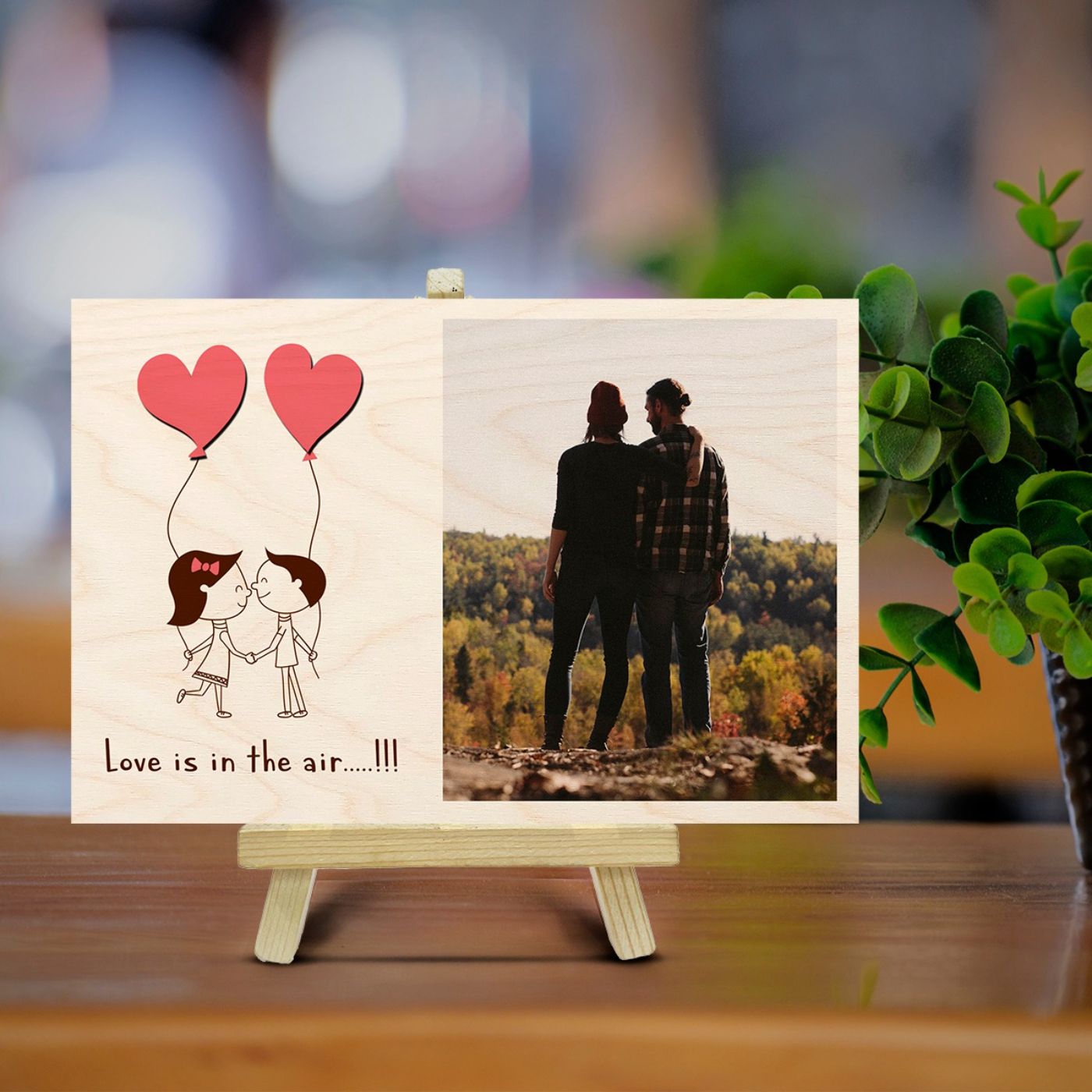 Buy Personalized Wooden Photo Frame for Couples with Easel Online On Zwende