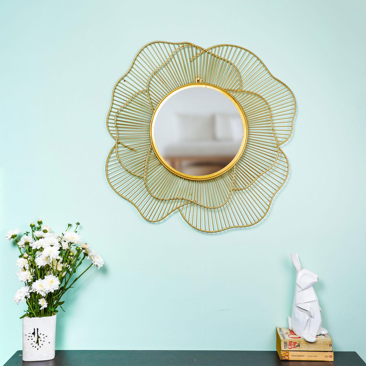 Buy Golden Lotus Mirror I 24 Inches Online On Zwende