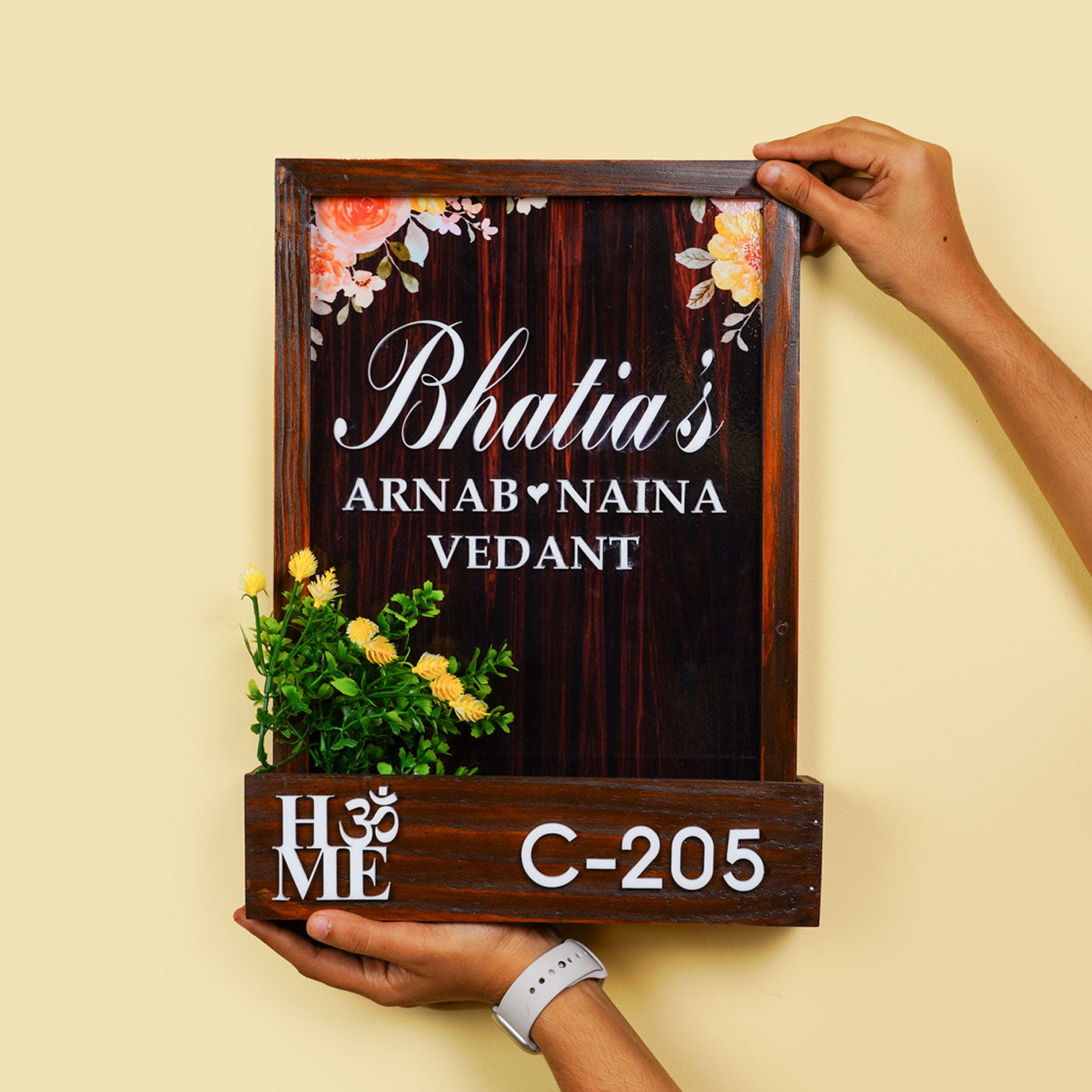Buy Personalised Flower Planter Nameplate with 3D Letters Online On Zwende