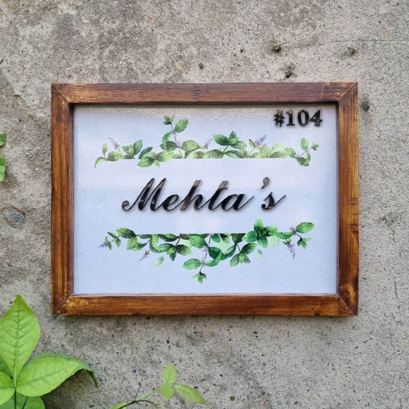 Buy Personalized Leaf Design Printed Nameplate with 3D Letters Online ...