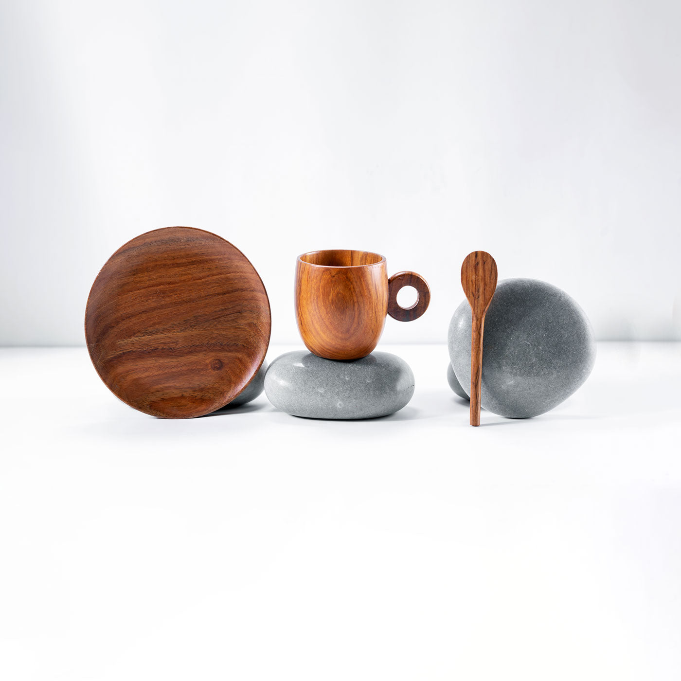 Buy Shikora Sheesham Wood Cup Saucer & Spoon Online On Zwende