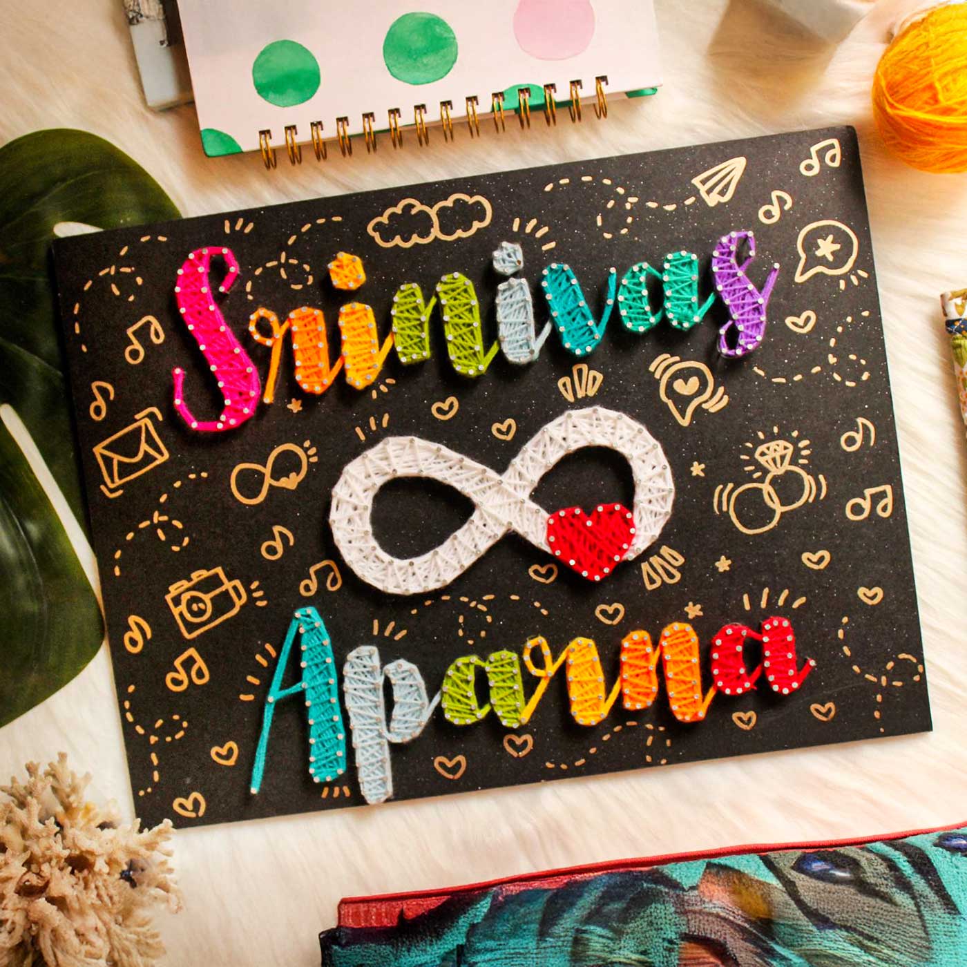 Buy Personalized String Art Couples Infinity Love MDF Wood Name Plate ...