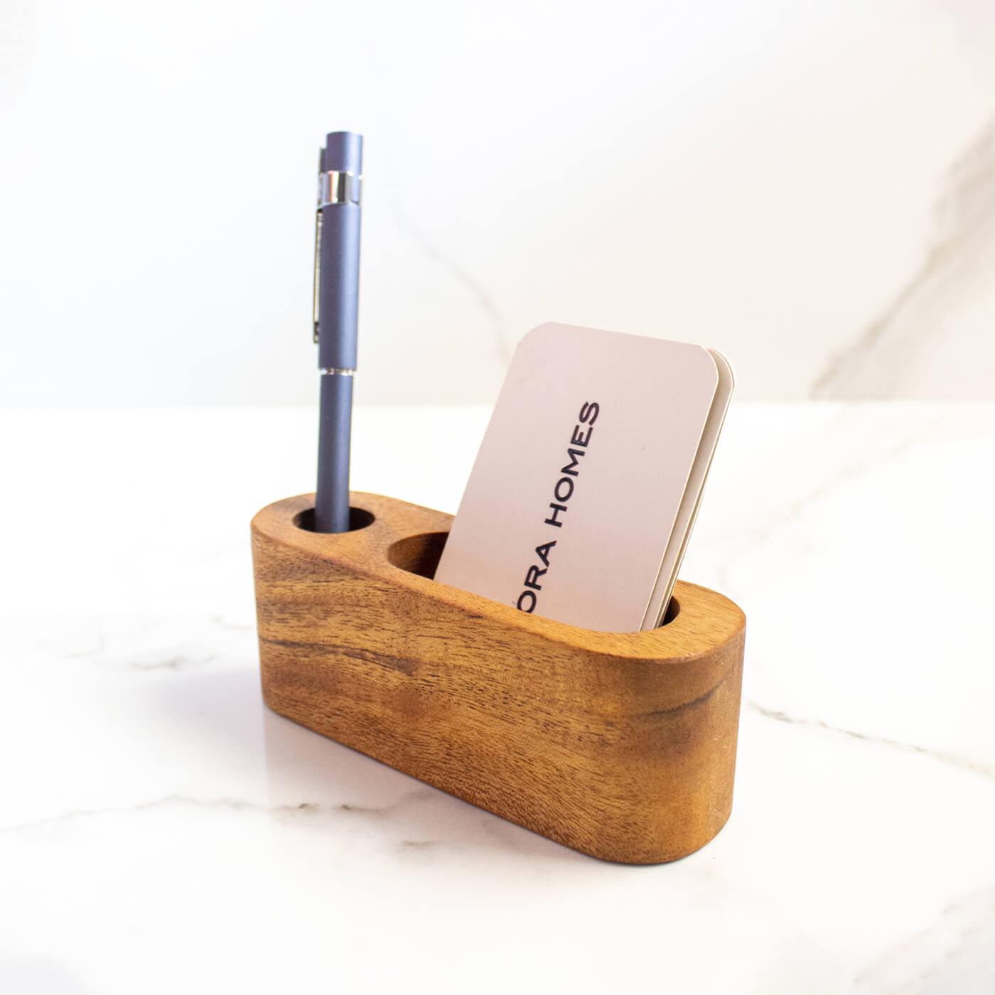 Handcrafted Acacia Wood Pen & Card Holder – Zwende