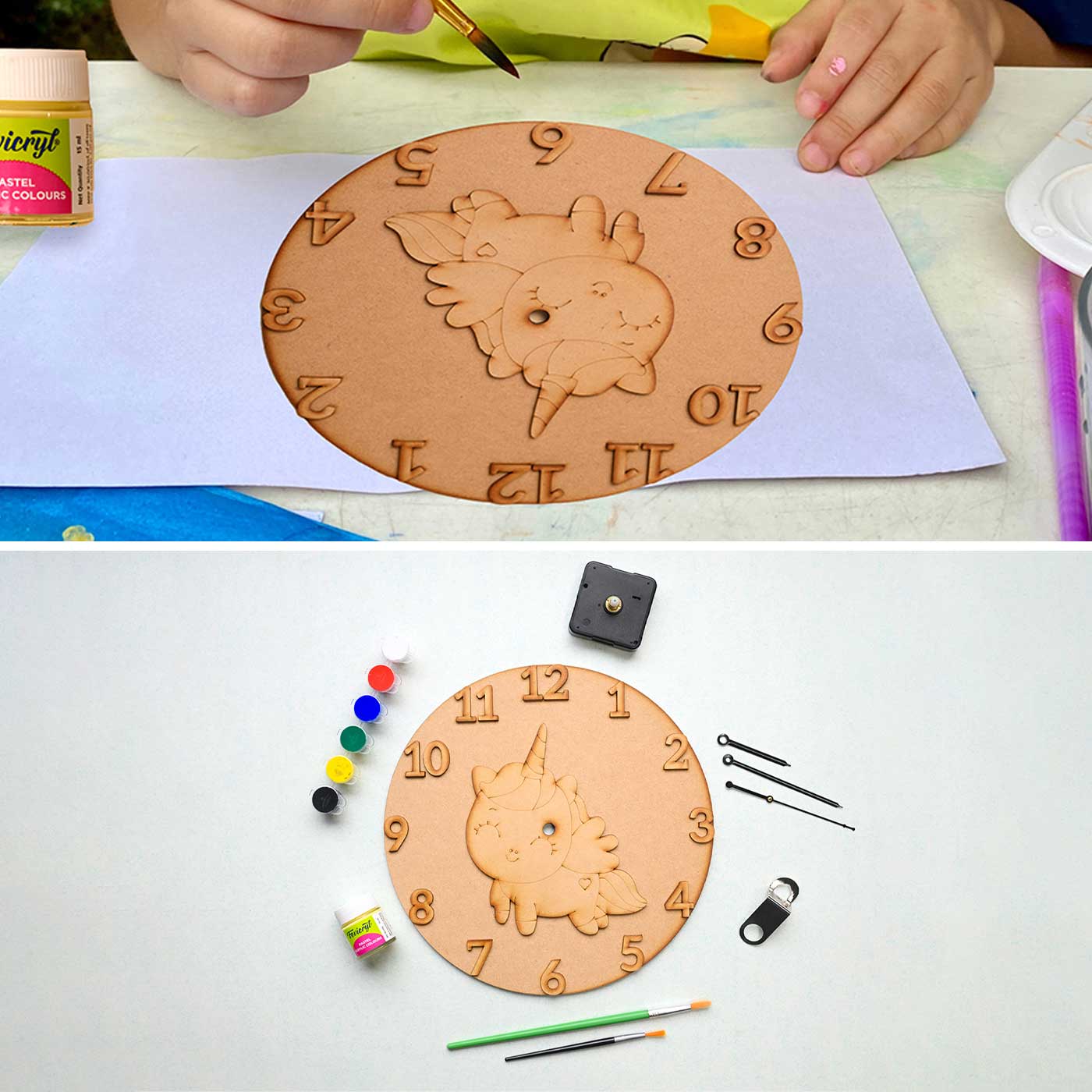 Buy Handmade Magical Unicorn Clock Painting DIY Kit | Set of 6 Online ...