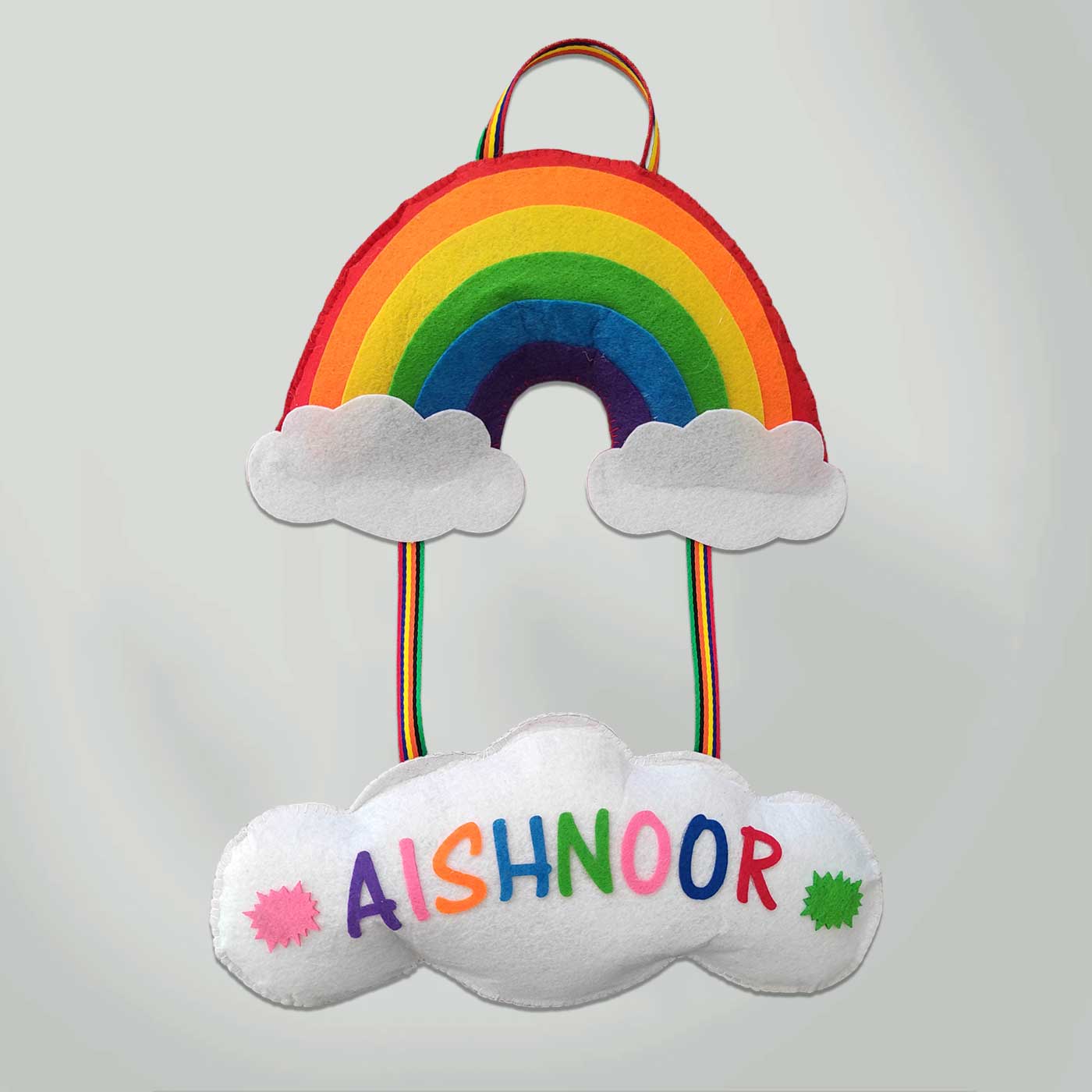 Buy Personalized Handmade Rainbow Felt Name Plate Online On Zwende