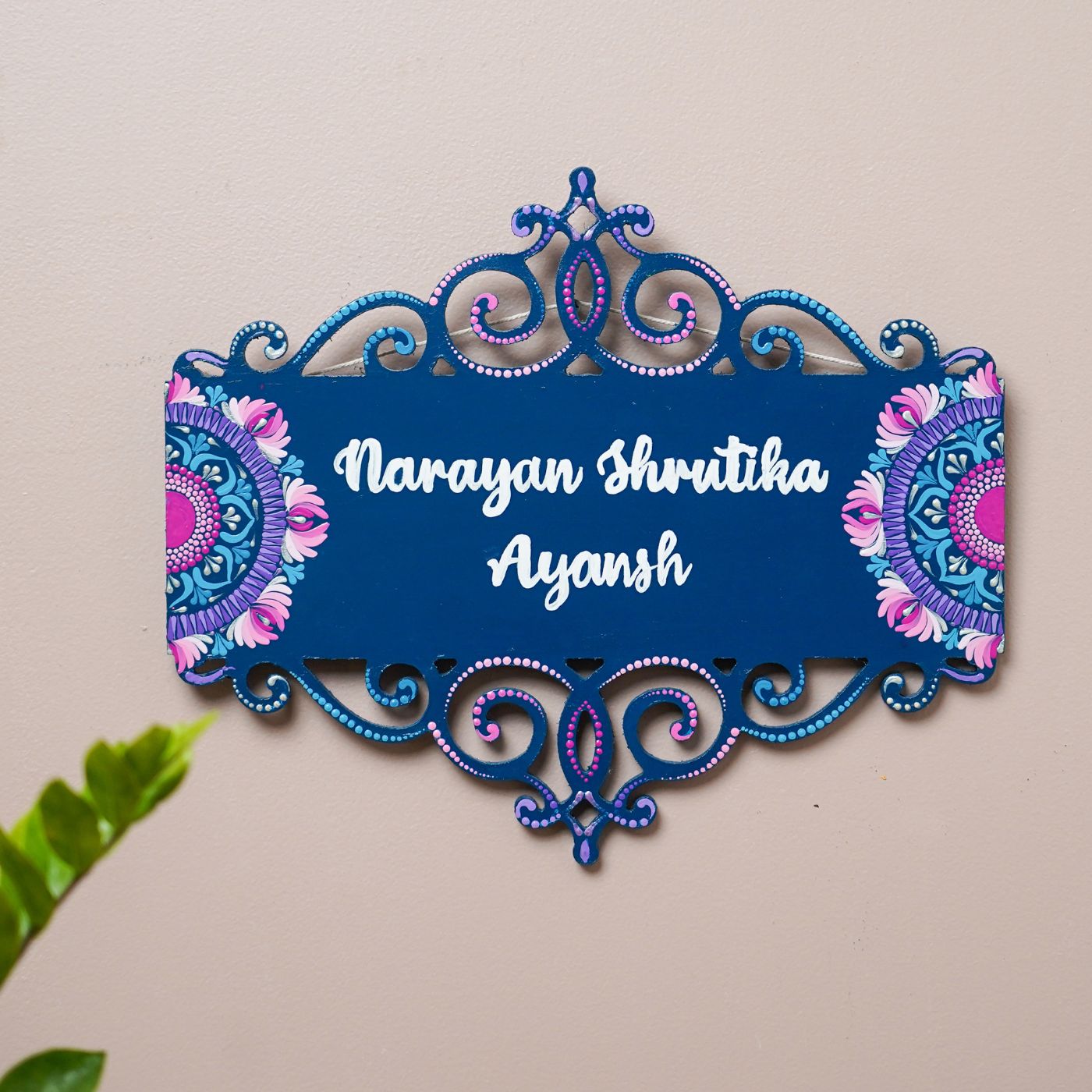 Buy Handcrafted Dot Art Rectangular Cutwork Name Plate Online On Zwende