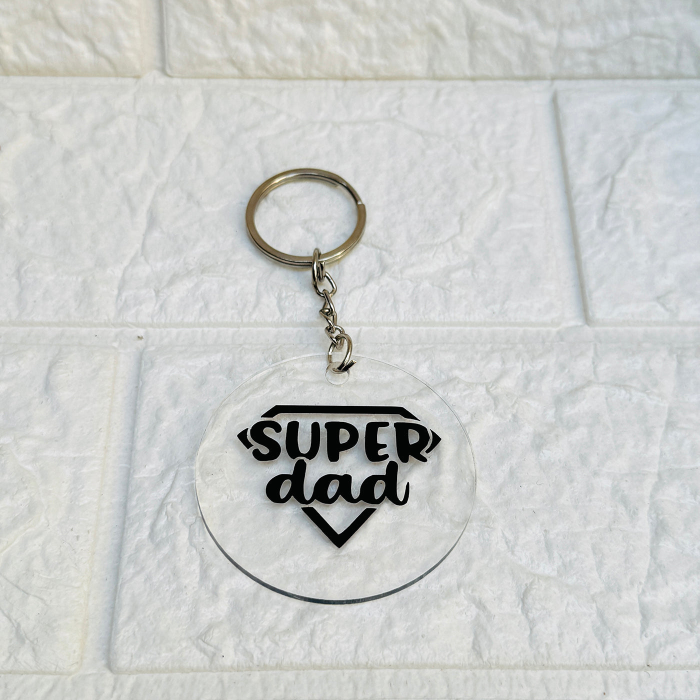 Buy Handmade Acrylic Super Dad Theme Keychain Online On Zwende