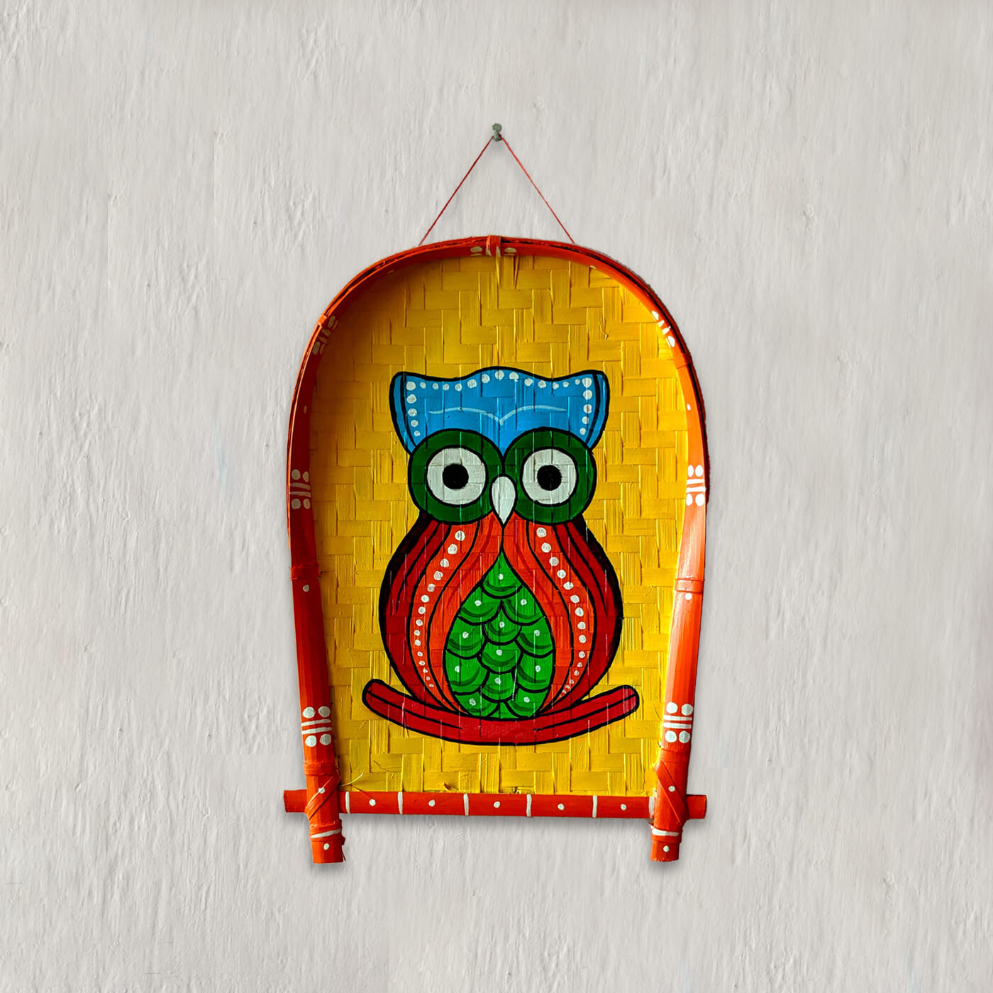 Buy Handpainted Owl Kulo Bengali Themed Bamboo Wall Decor Online On Zwende