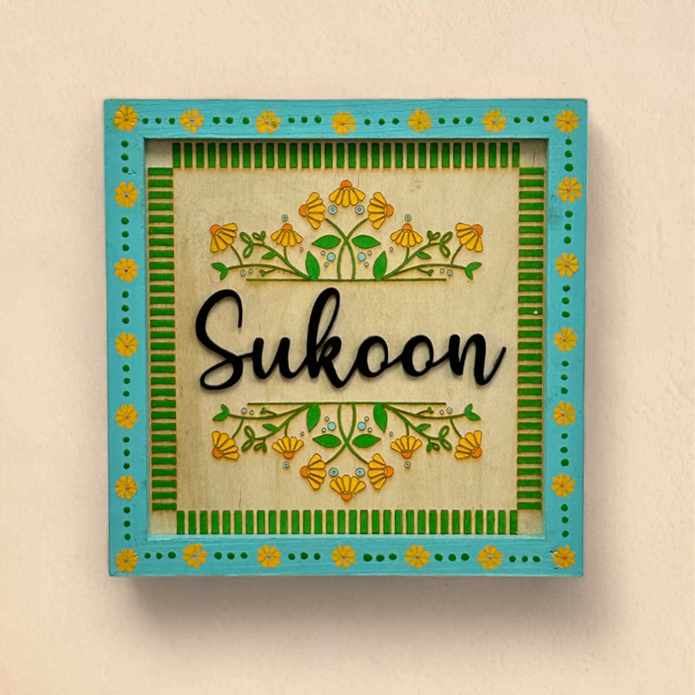 Buy Personalized Blue & Green Floral Theme Wooden Name Plate Online On ...