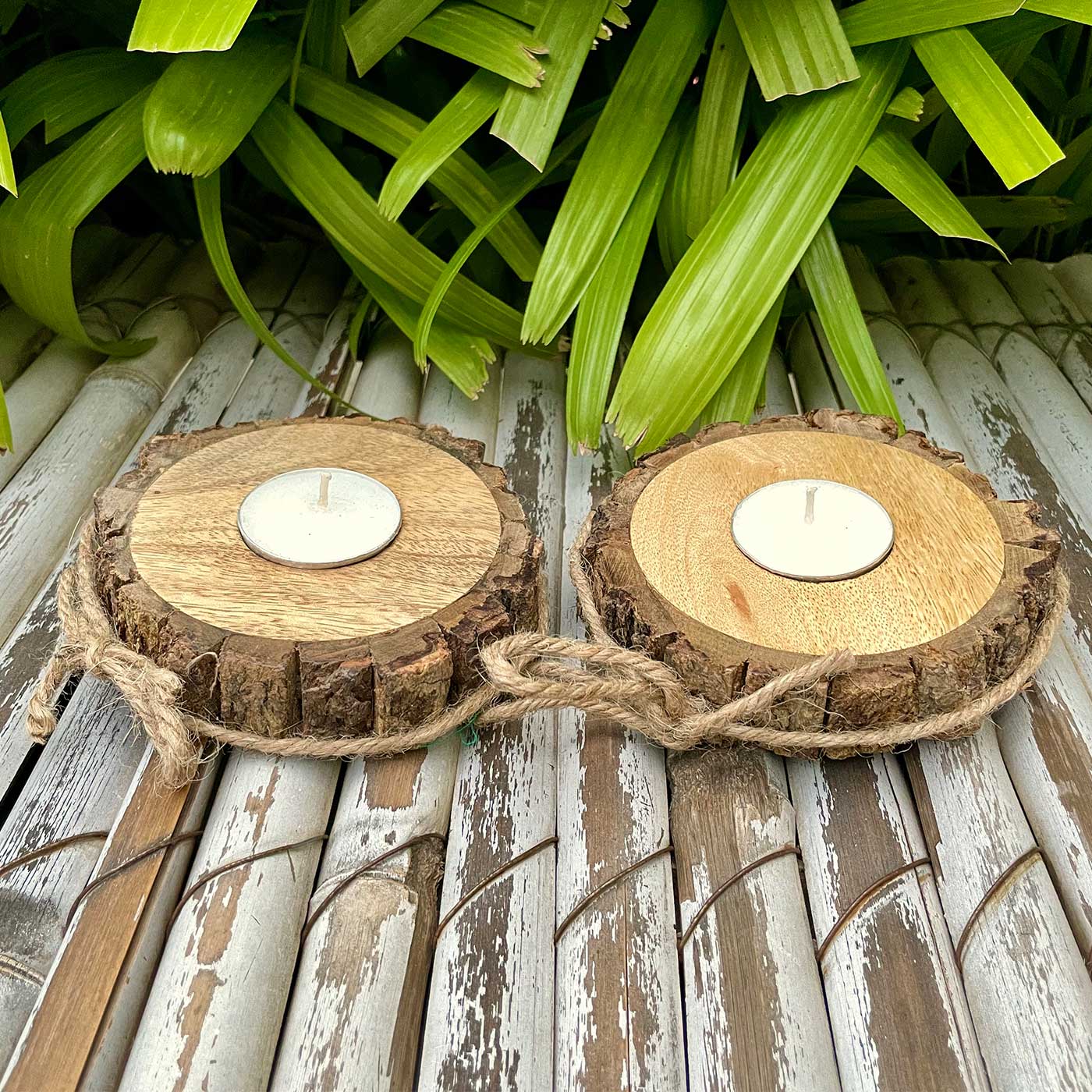 Buy Handmade Premium Tree Bark Tealight Holders Gift | Set of 2 Online ...