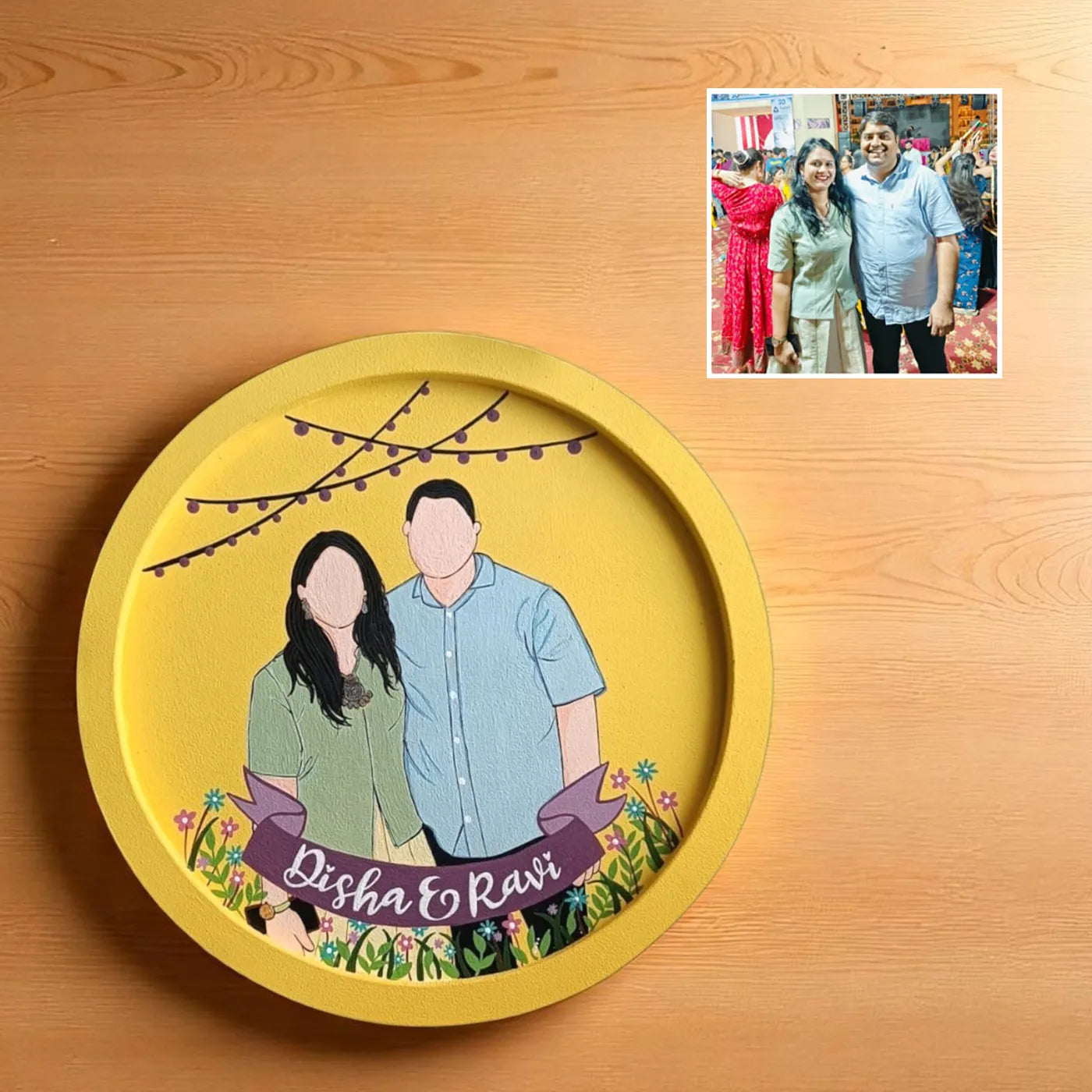 Buy Photo Personalized Hand-Painted Couples Theme MDF Wood Nameplate ...
