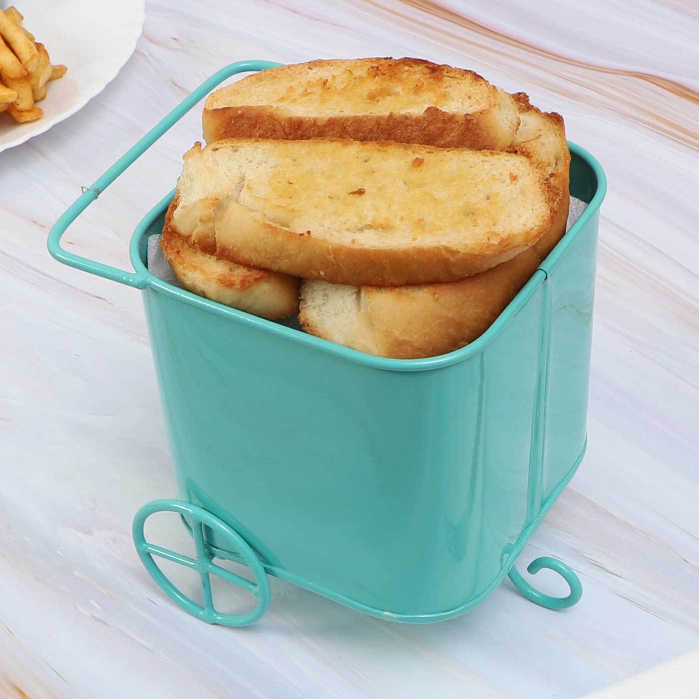 Buy Handmade Green Square Shaped Snacks Cart Platter Online On Zwende