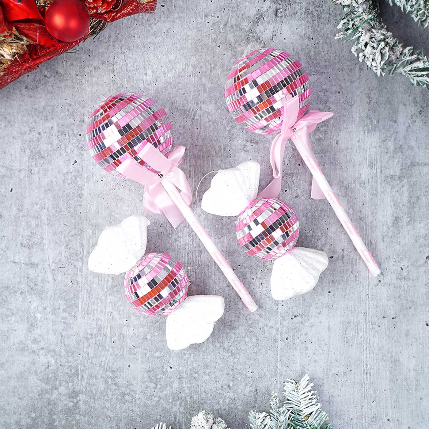 Buy Handmade Pink Shiny Disco Themed Candy Shaped Ornaments For ...