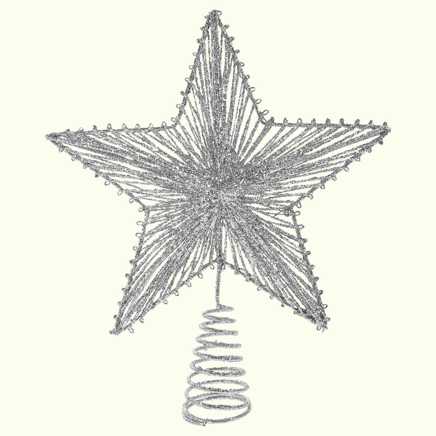 Buy Sparkling Silver Metal Christmas Tree Star Topper For Christmas ...