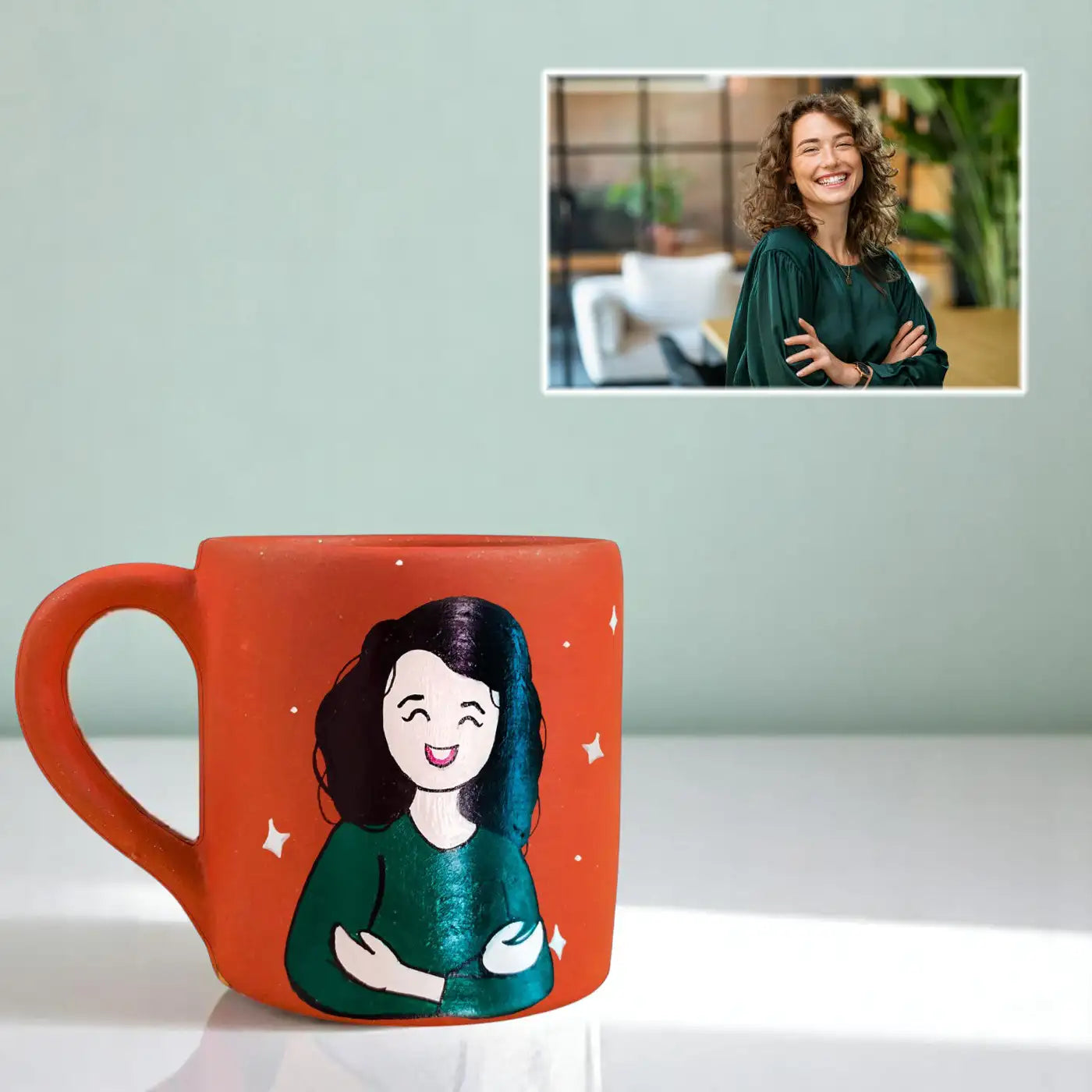 Buy Photo Personalized Hand-Painted Single Person Terracotta Mug Online ...